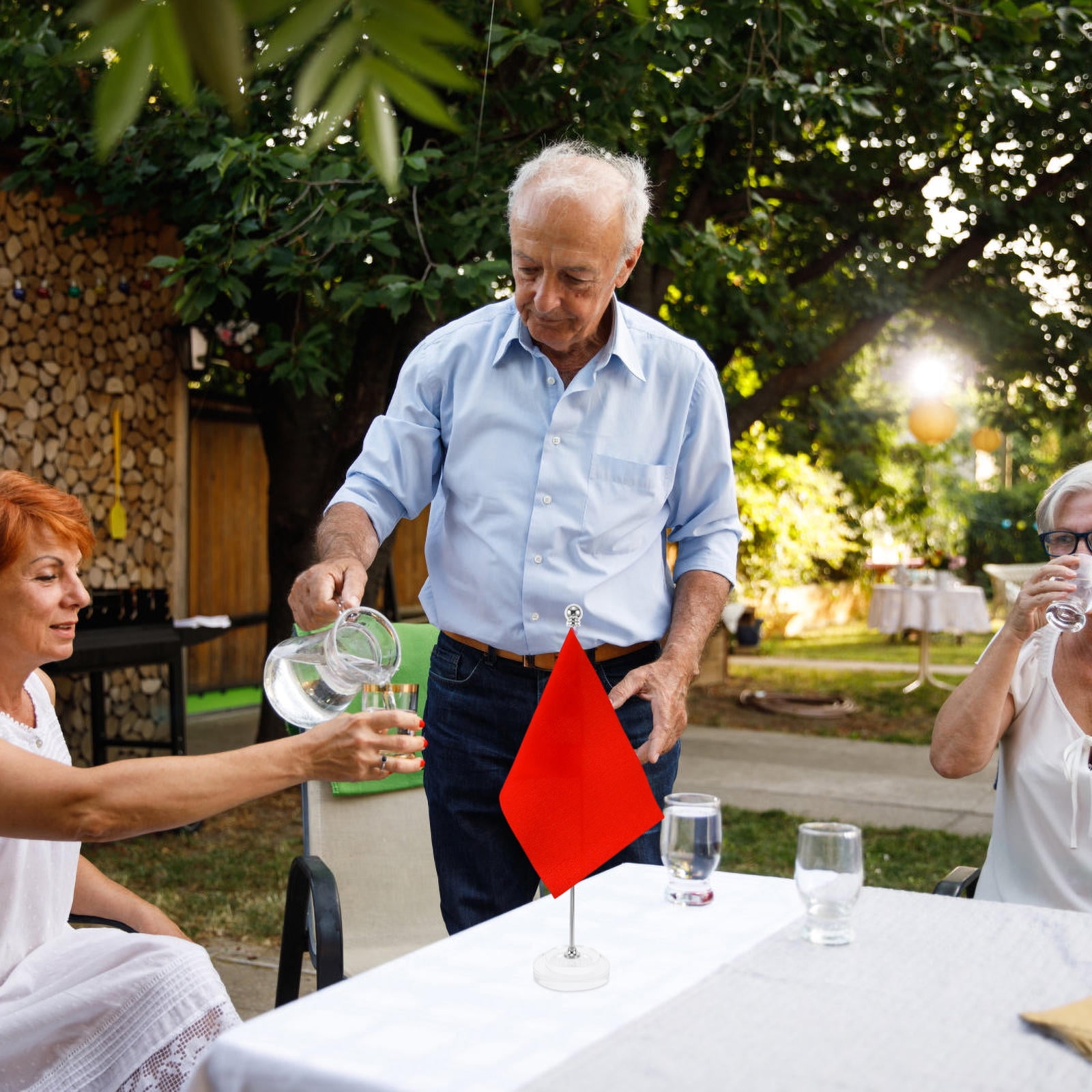 Hemoton Indoor Tabletop Flagpole Stand With Heavy Duty Metal Flag Pole ...