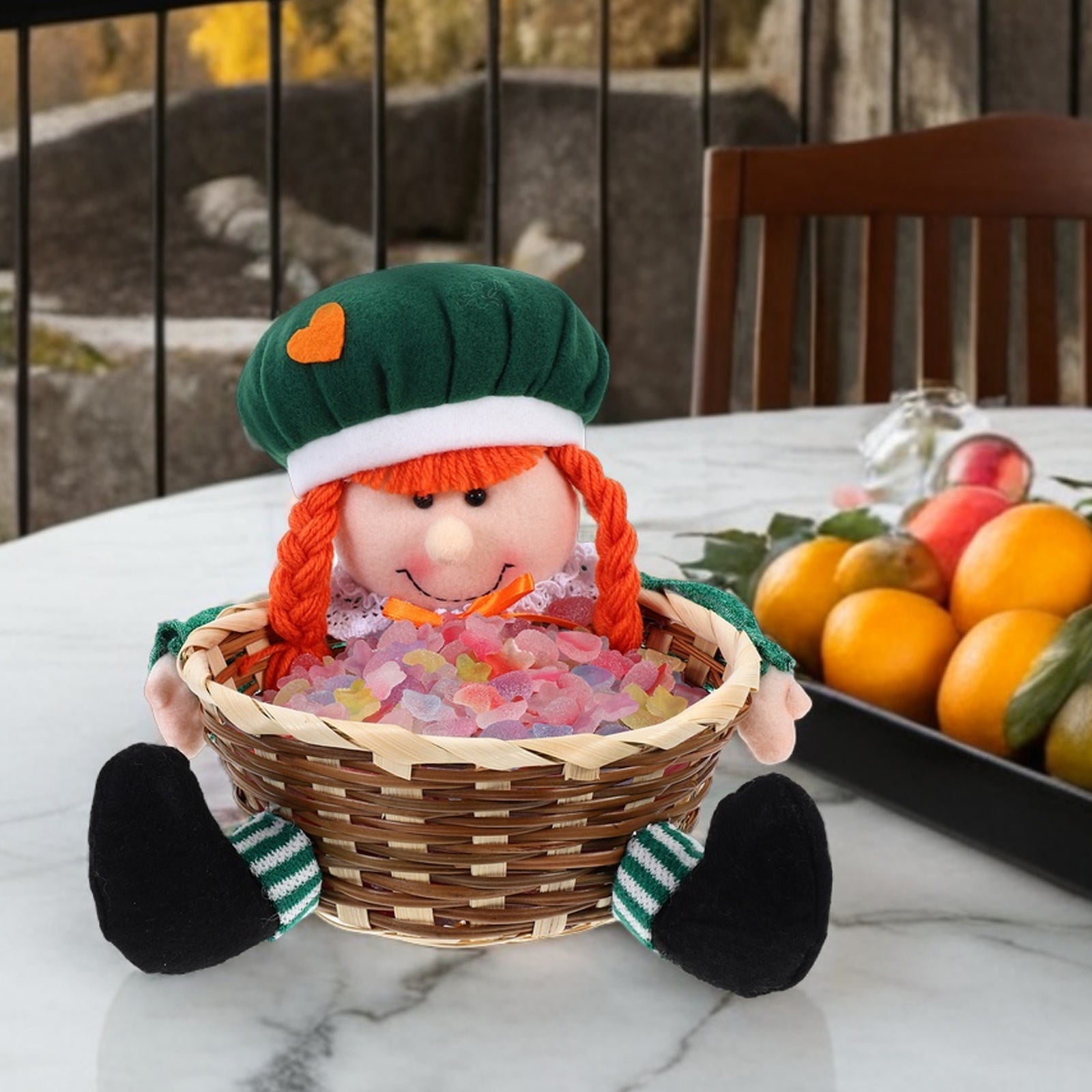 Hemoton Irish Party Basket Plush Shamrock Gnome Candy Holder St ...