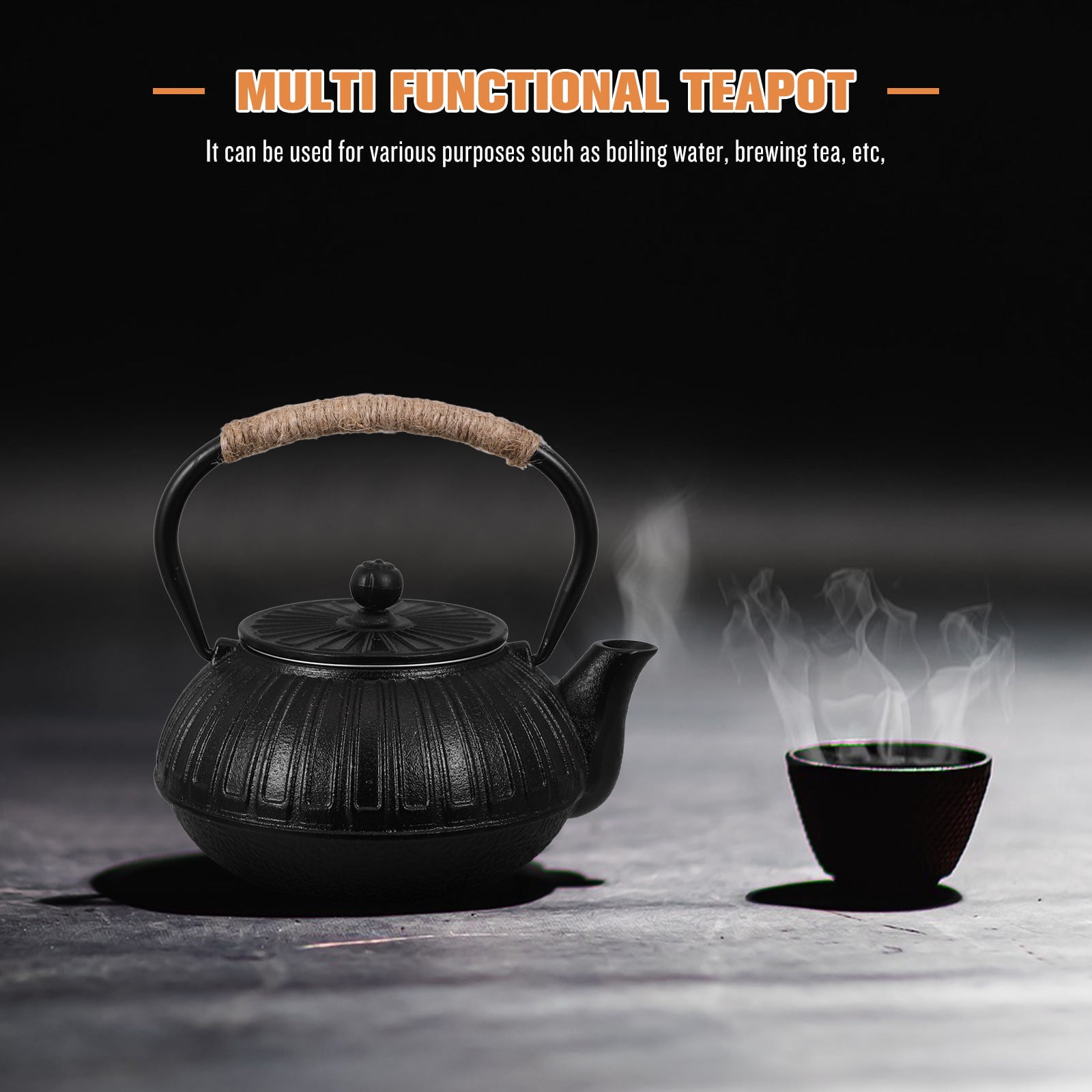 Hemoton Japanese Style Teapot Tea Brewing Kettle Cast Iron Teapot 600ml ...