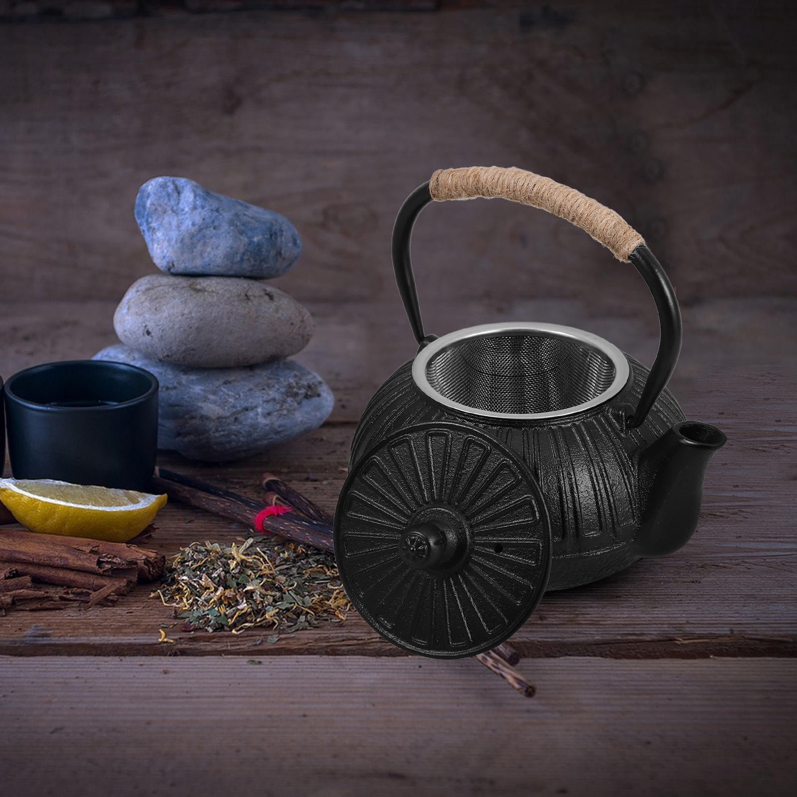 Hemoton Japanese Style Teapot Tea Brewing Kettle Cast Iron Teapot 600ml ...