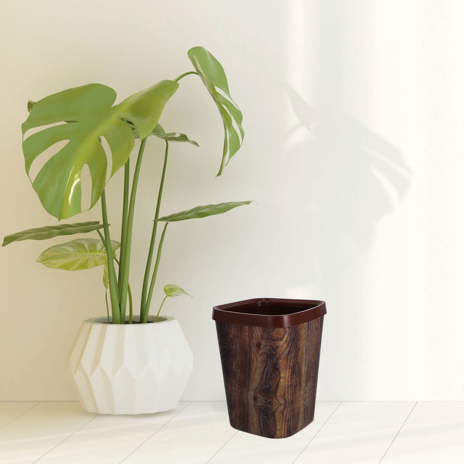 Hemoton Kitchen Bin Recycling and Waste Retro Wood Grain Trash Can ...