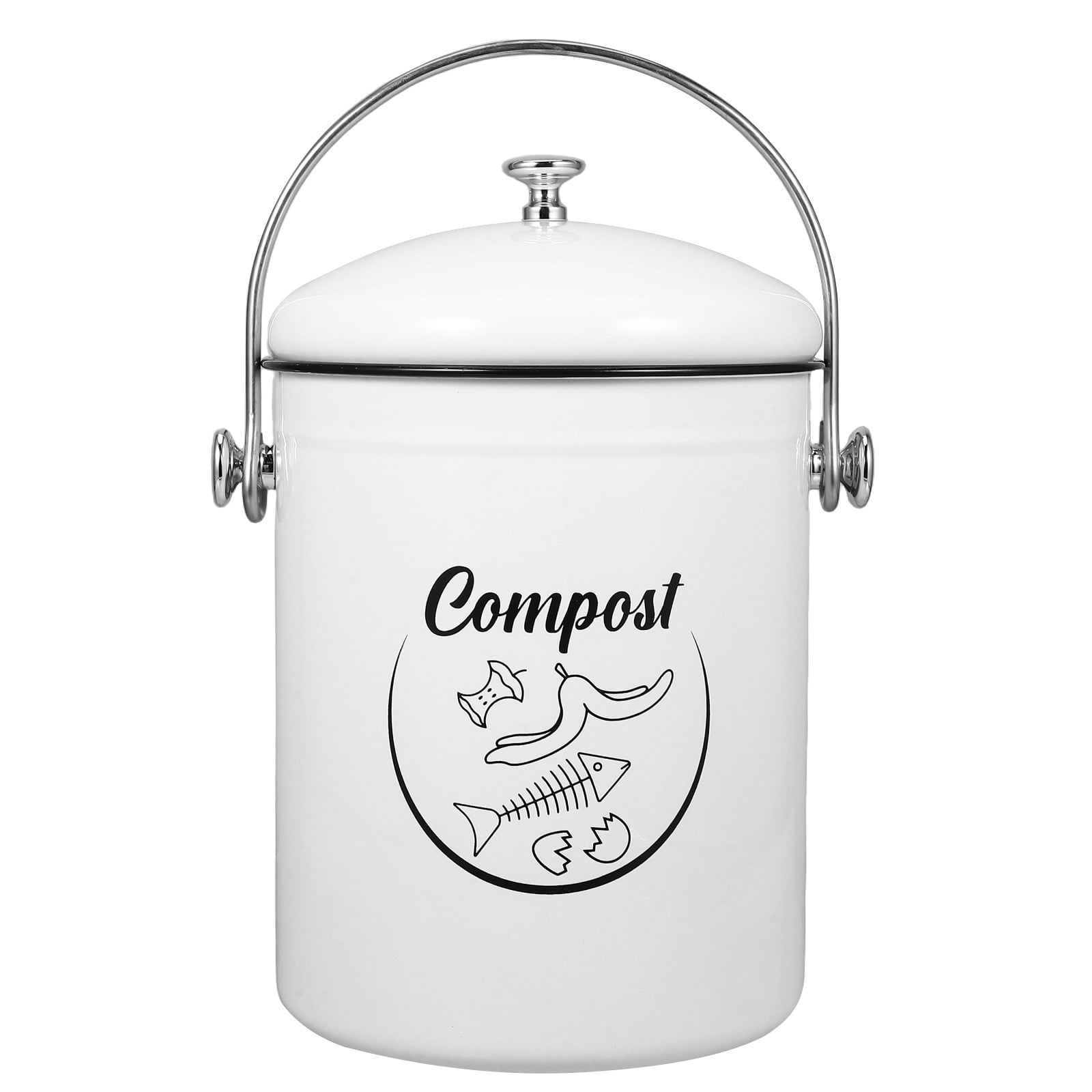 Hemoton Kitchen Compost Bin With Lid Iron 5L Large Capacity Countertop ...