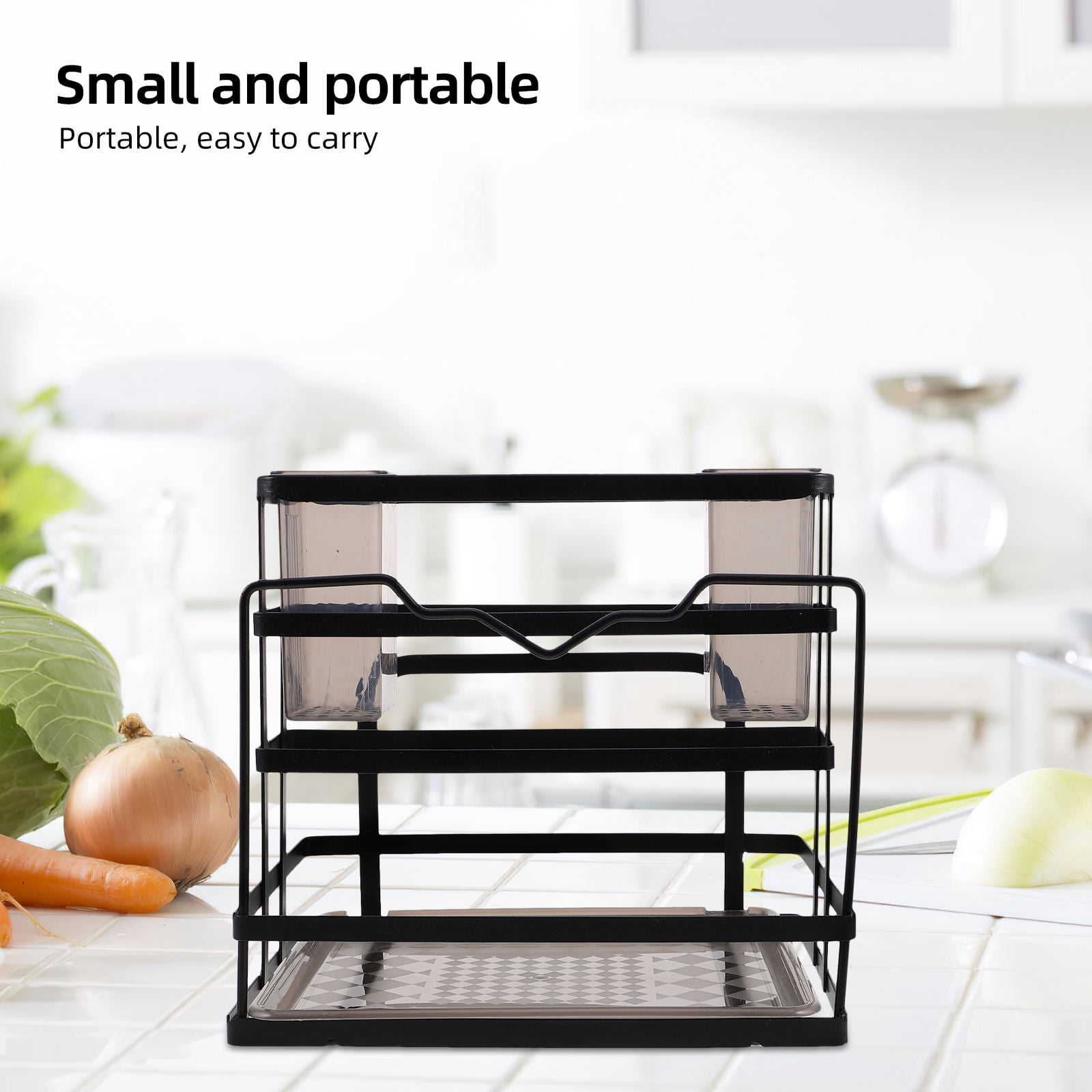 Hemoton Kitchen Storage Rack With Knife Holder Tableware Utensil Holder ...