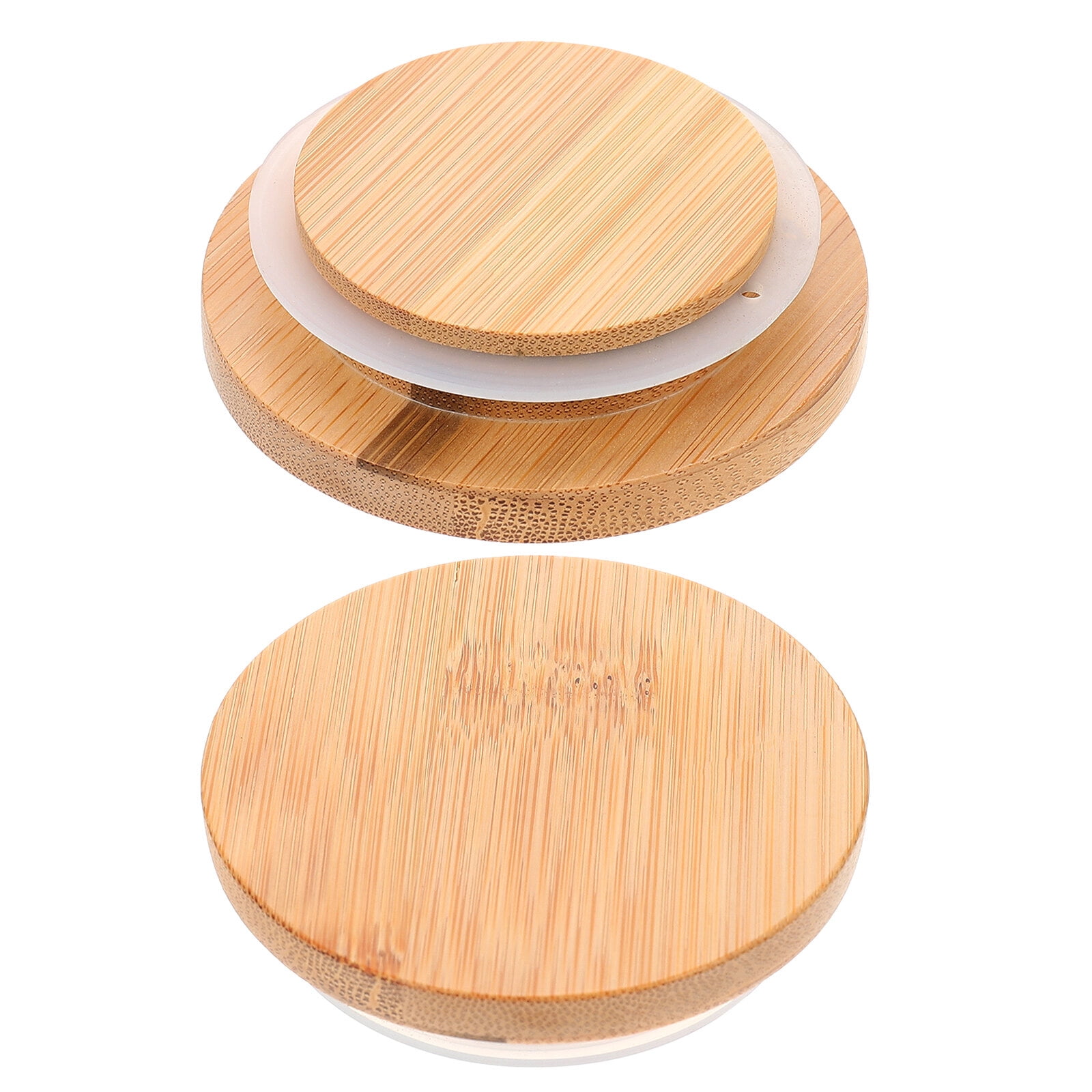 Hemoton Lids Jar Wooden Yogurt Glass Jars Mason Canning Wood Lid Covers ...