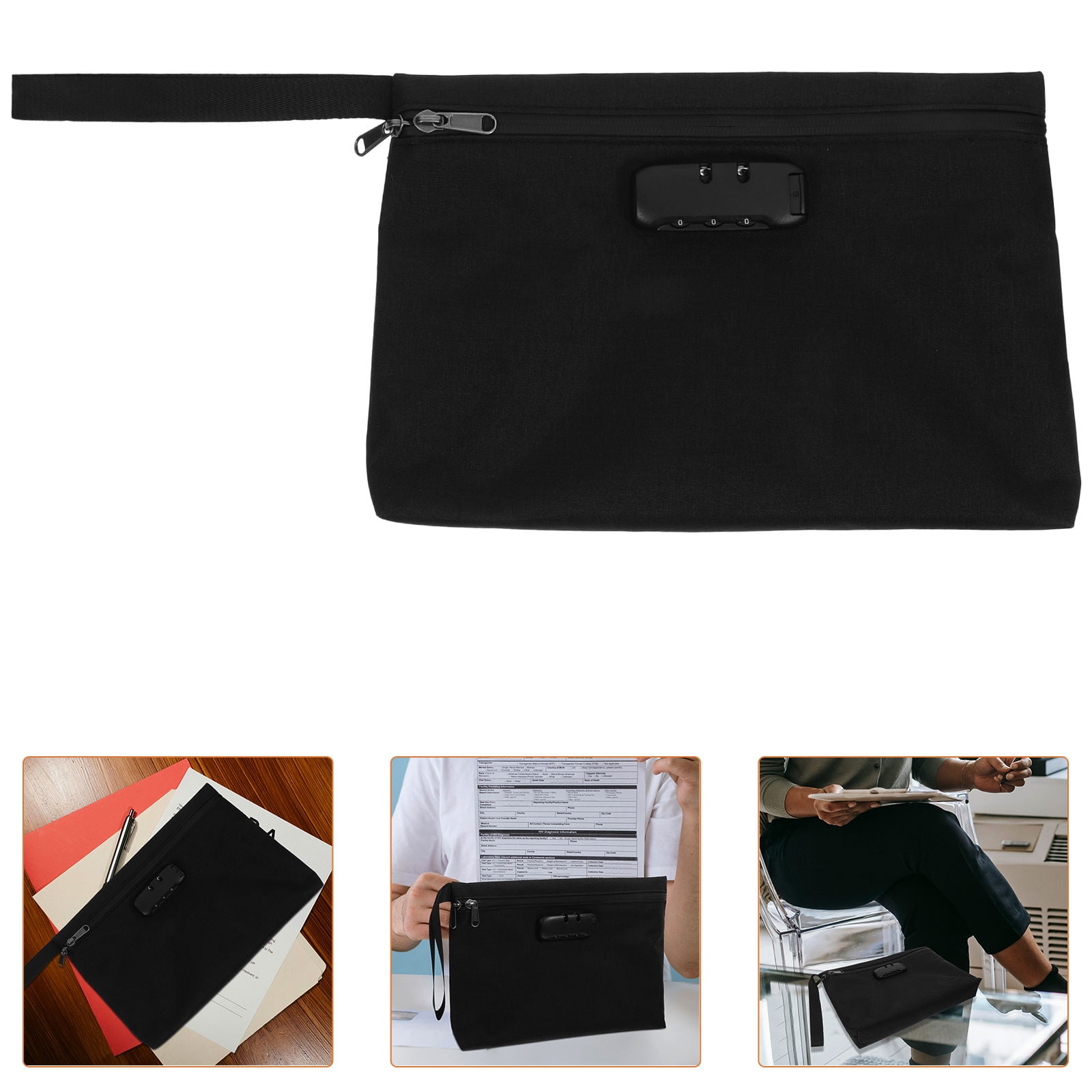 Hemoton Lockable Document Bag With Combination Lock Secure Storage ...