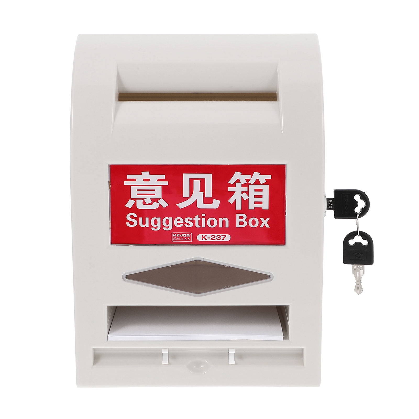 Hemoton Lockable Wall-mounted Mailbox Plastic Suggestion Letter Box Complaint Box Security ...