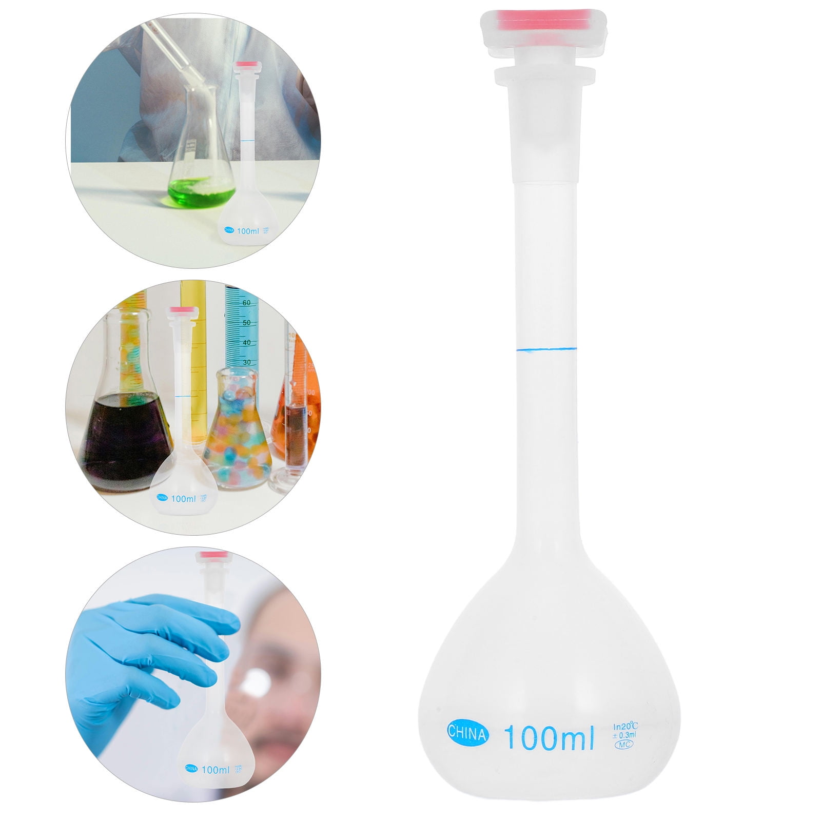 Hemoton Long Neck Plastic Volumetric Measuring Flask Laboratory Supply ...