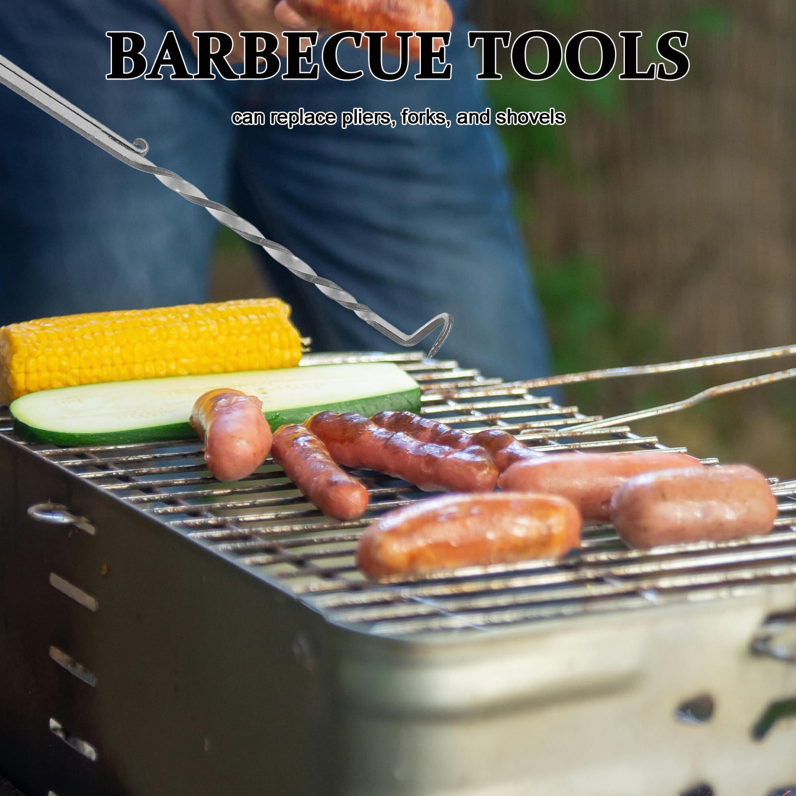 DEEPCRAFF Food Flipper Turner Hooks Grey Stainless Steel 1Set 9.8X1.4X1 ...