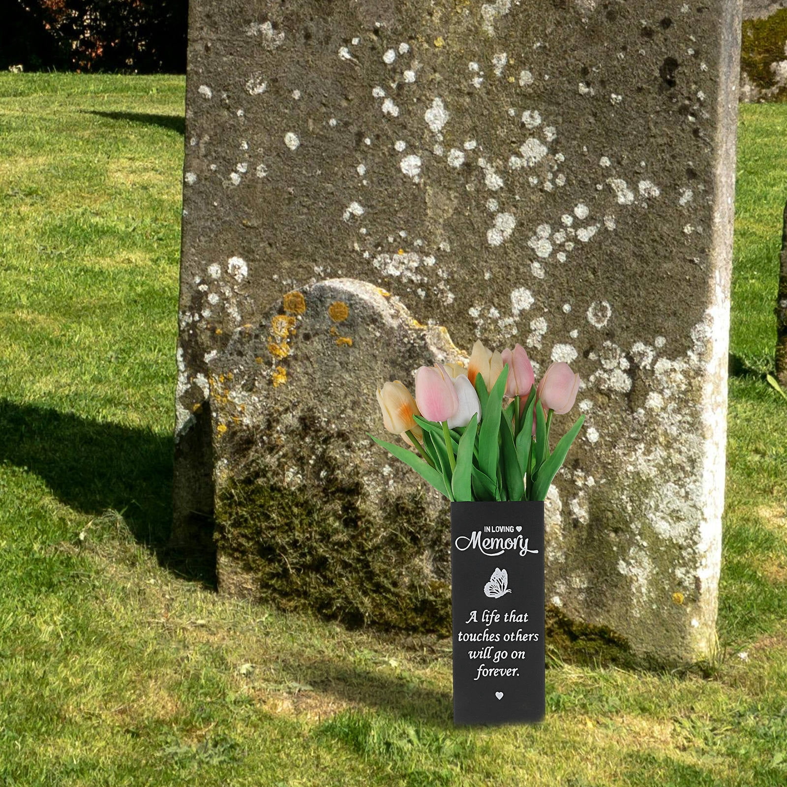 Hemoton Memorial Flower Vases with Ground Spike Metal Grave Vases ...