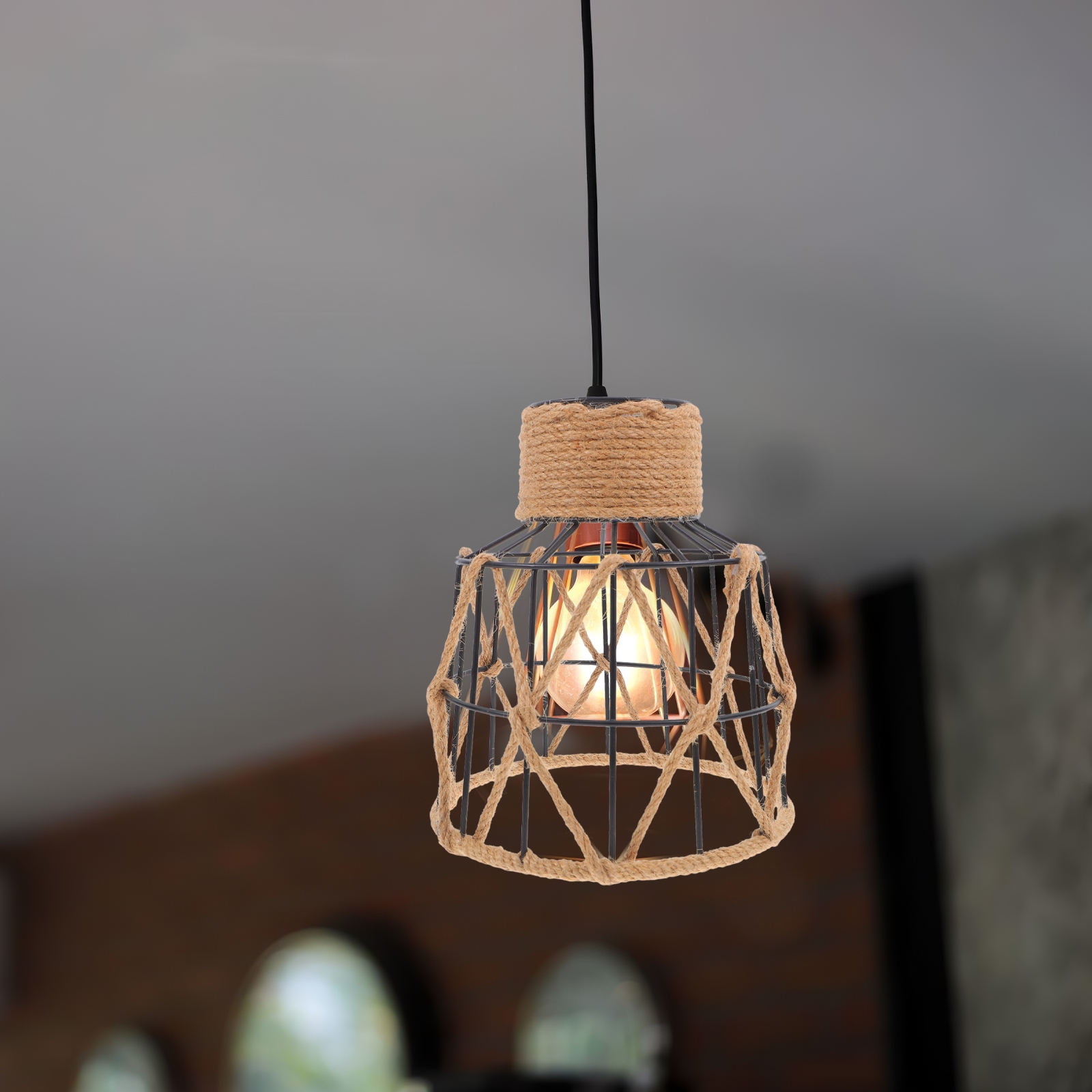Hemoton Metal Bulb Guard Cage Hanging Pendant Lamp Shade Replacement ...
