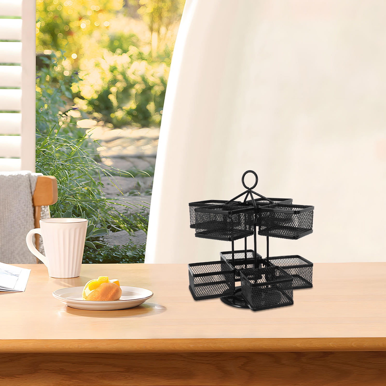 Hemoton Metal Tea Bag Storage Organizer 360 Degree Rotating Tea Bag ...