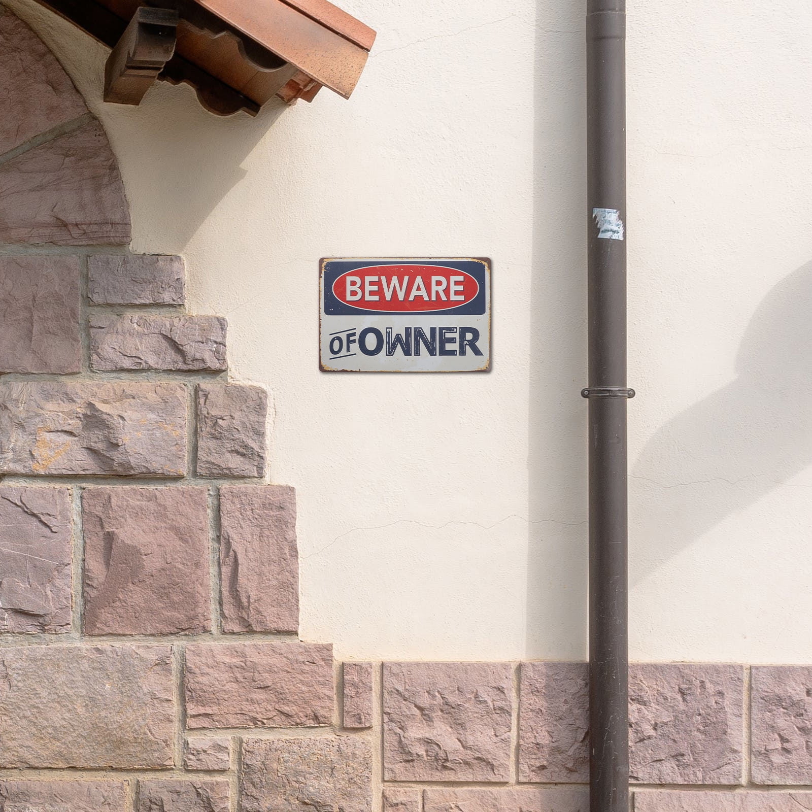 Hemoton Metal Tin Beware Of Owner Signs Outdoor Warning Sign Retro ...