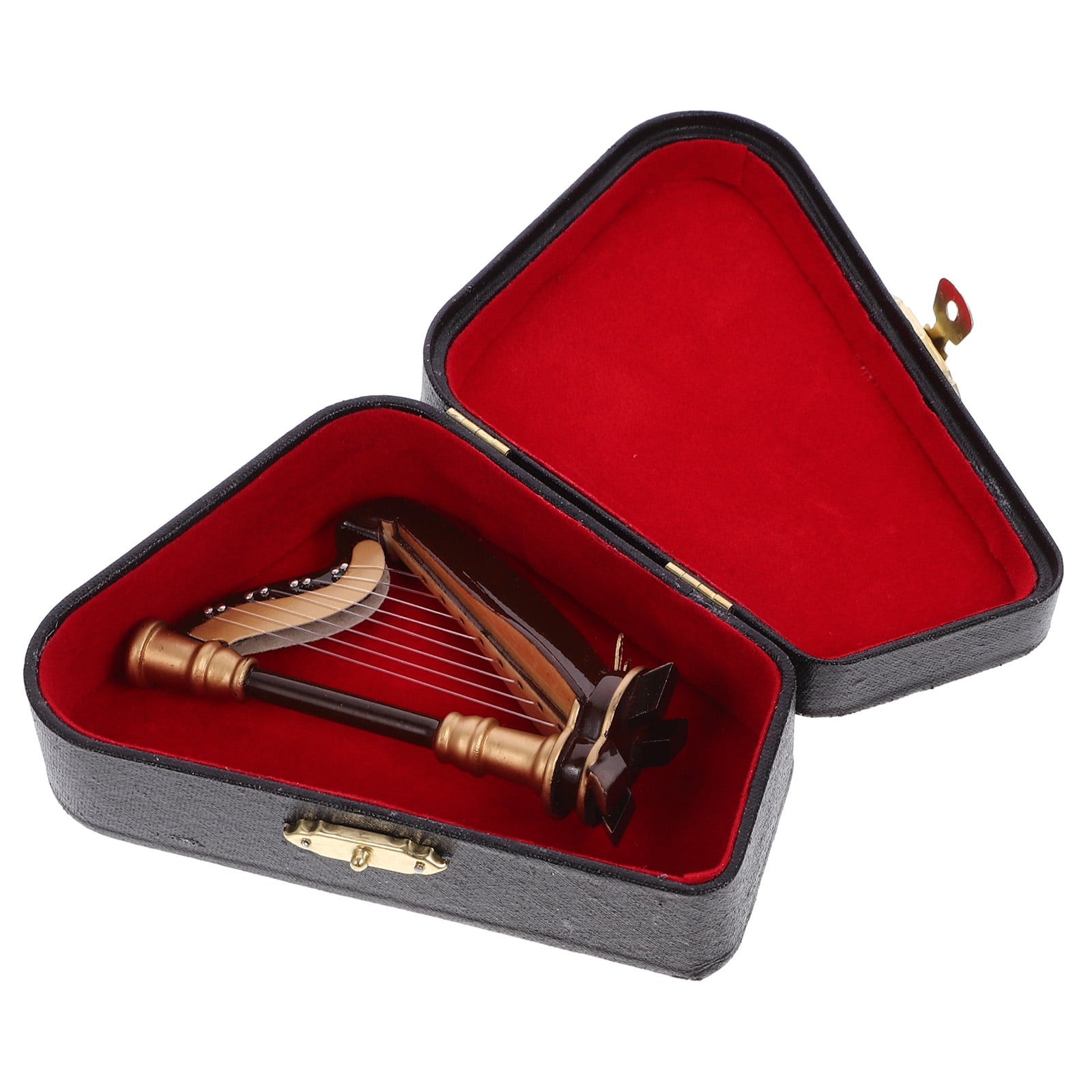 Hemoton Mini Harp Model Wooden Harp with Box Musical Instrument Replica ...