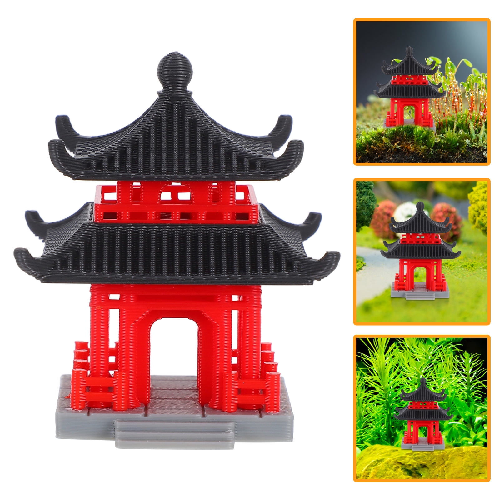 Hemoton Mini Pavilion Statue Micro Landscape Architecture Chinese Style ...