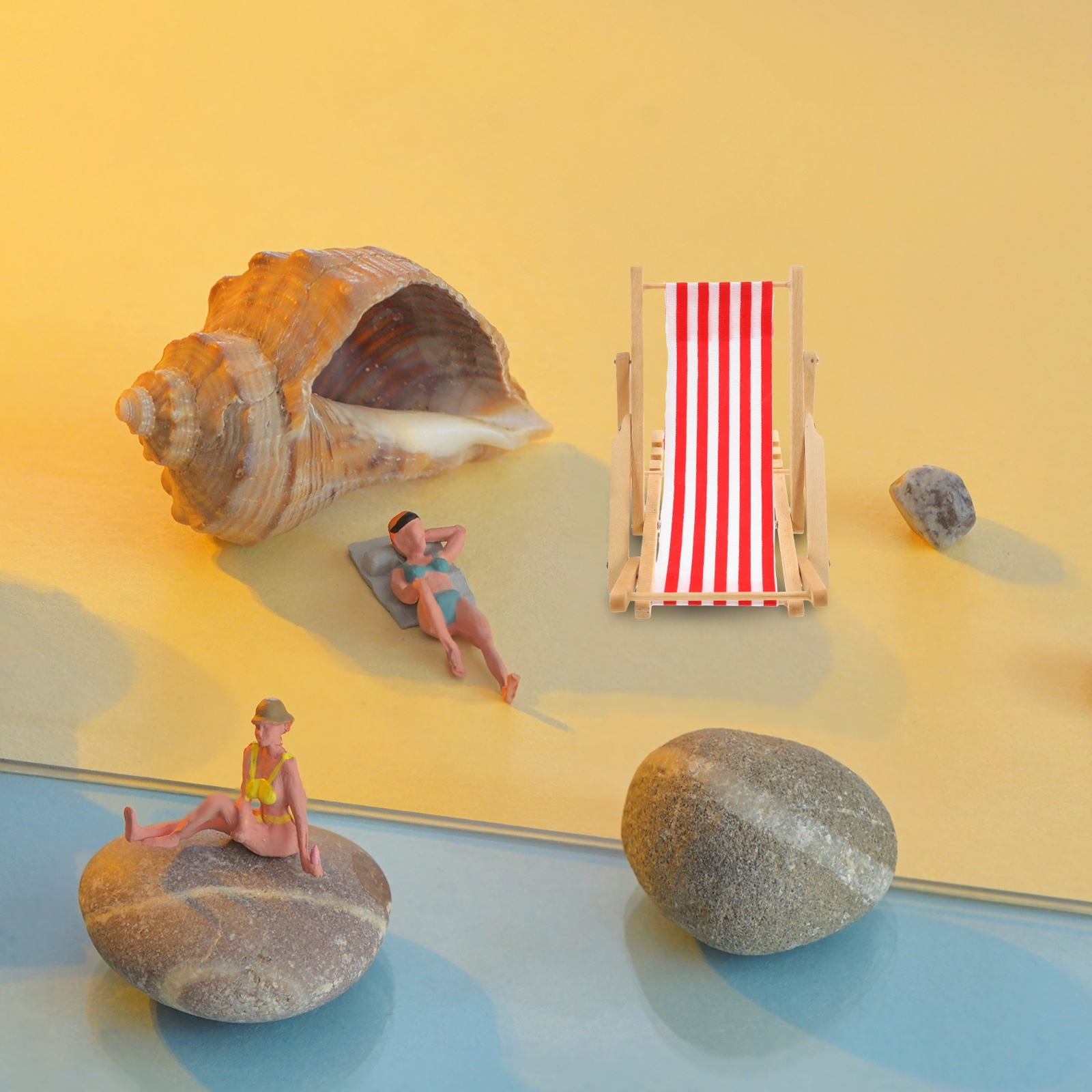 Hemoton Miniature Beach Chair Props Miniature Dollhouse Folding Chairs ...