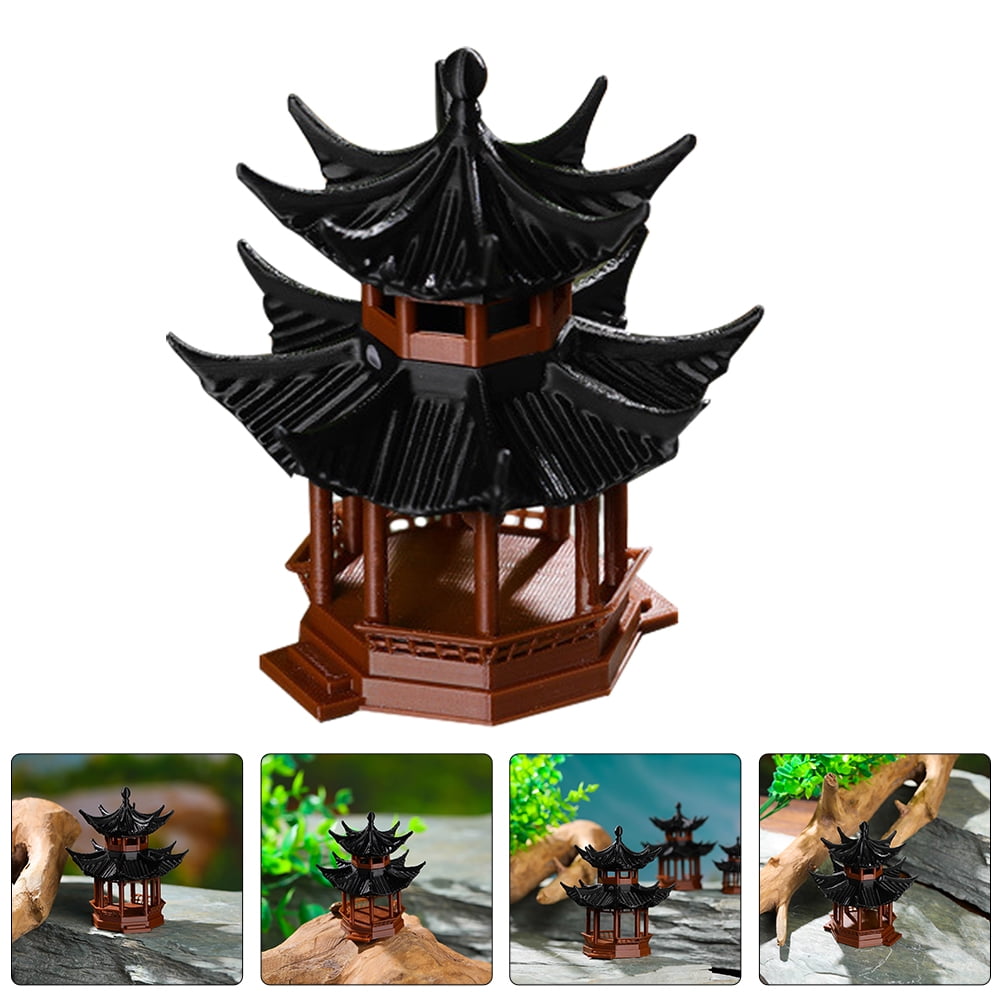 Hemoton Miniature Pavilion Statue Decor Mini Pavilion Figurine Garden ...