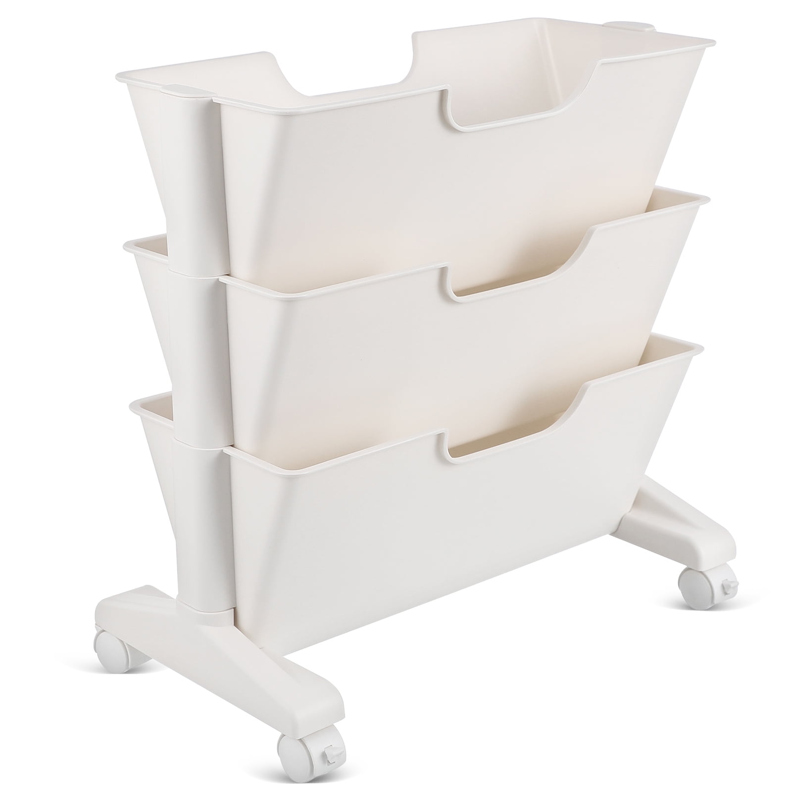 Hemoton Mobile Bookshelf Book Cart On Wheels Rolling Bookcase File ...