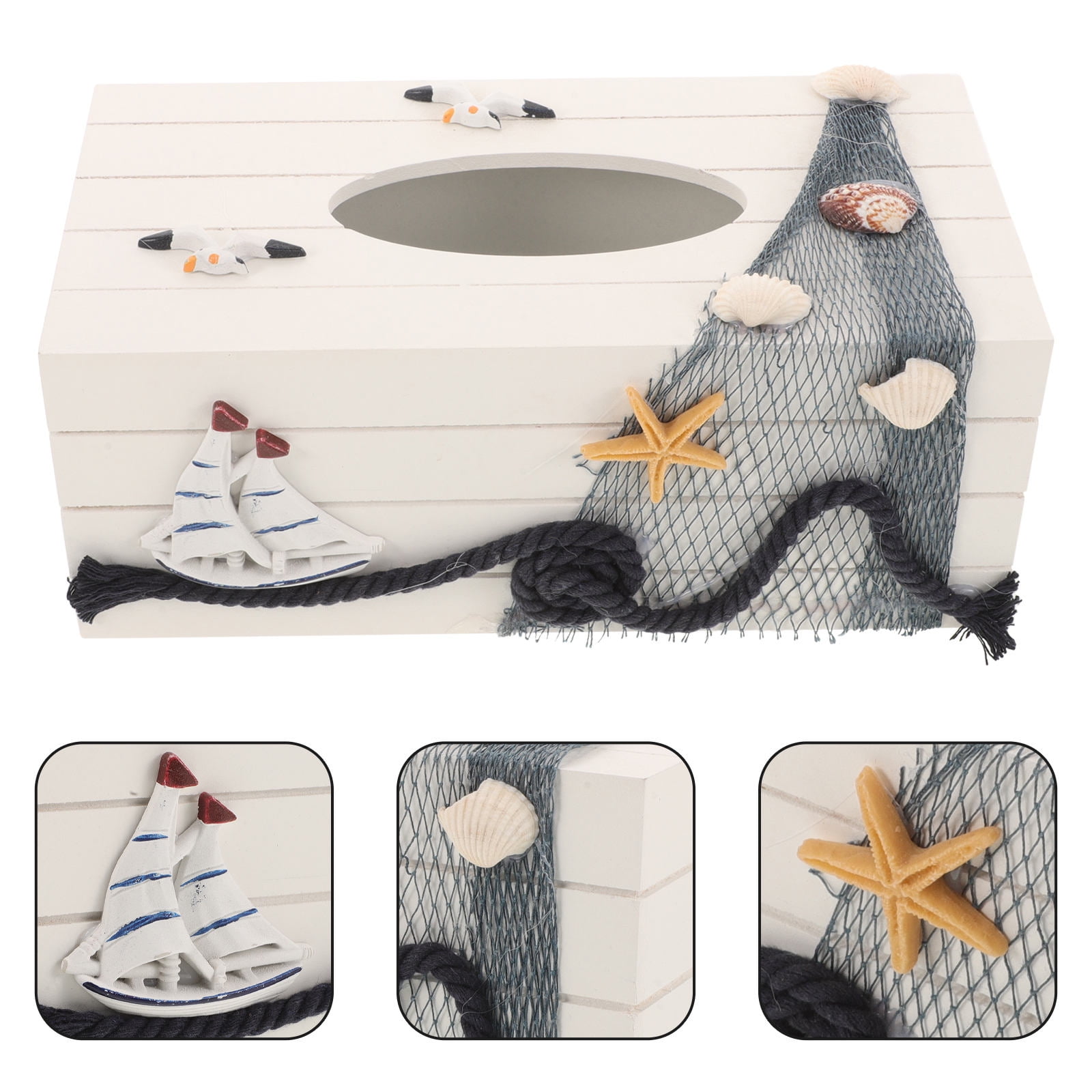Hemoton Napkins Tissue Box Cover Coastal Tissue Box Cover Tissue Paper ...