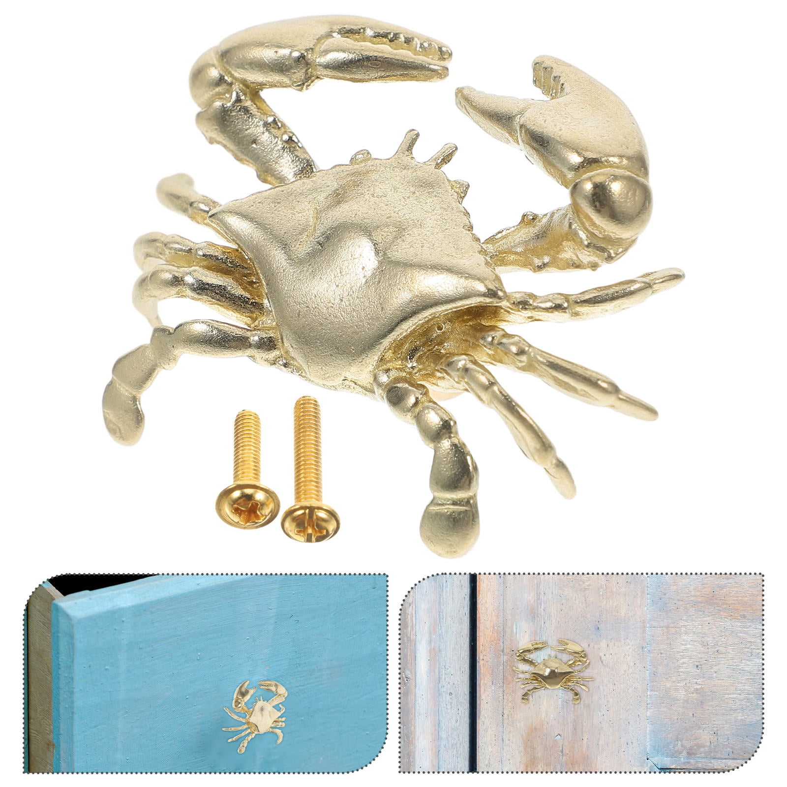 Hemoton Nautical Brass Crab Cabinet Pull Handles for Marine Drawers ...