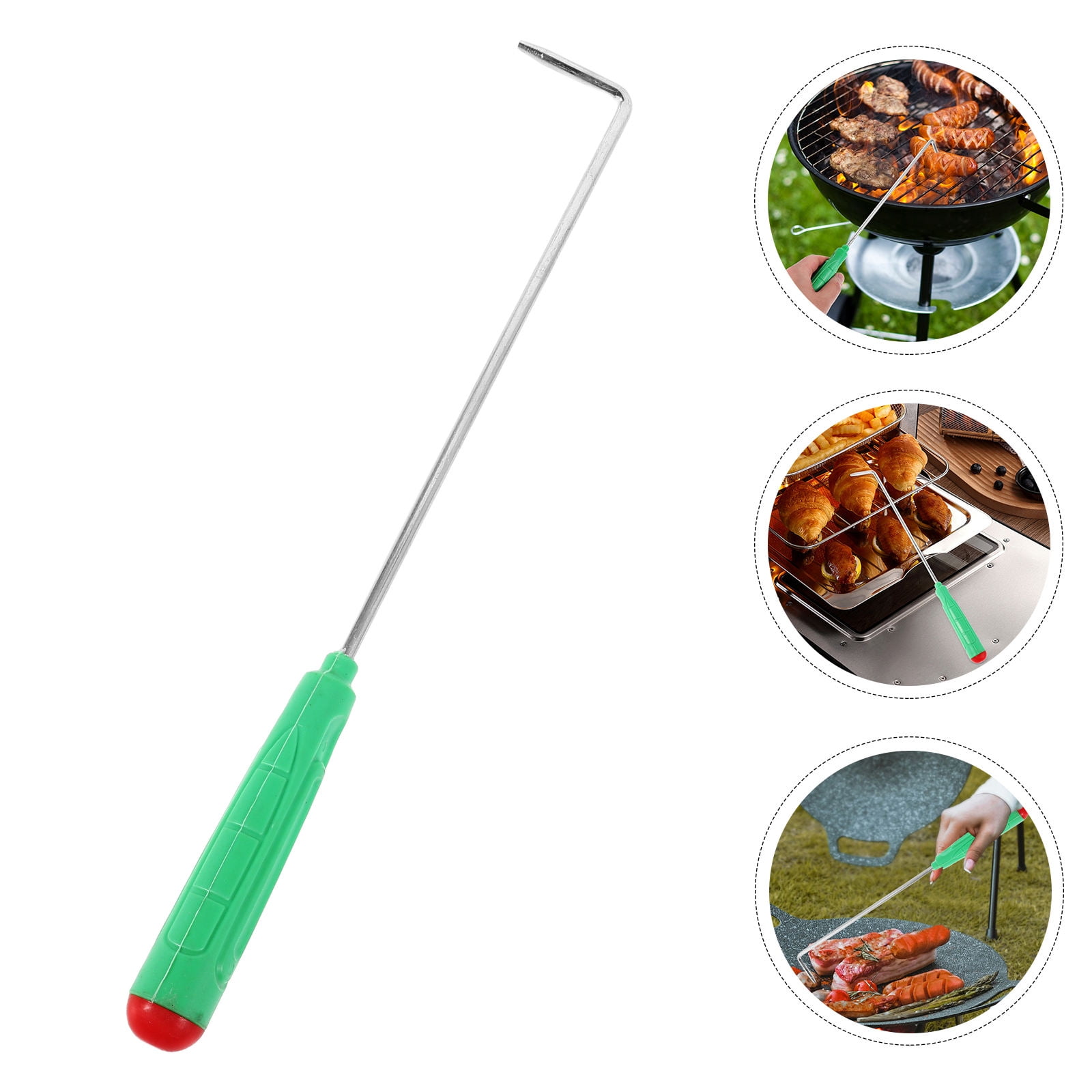 Hemoton Oven Rack Puller Metal Push Pull Tool Fire Pit Stoker Stick ...