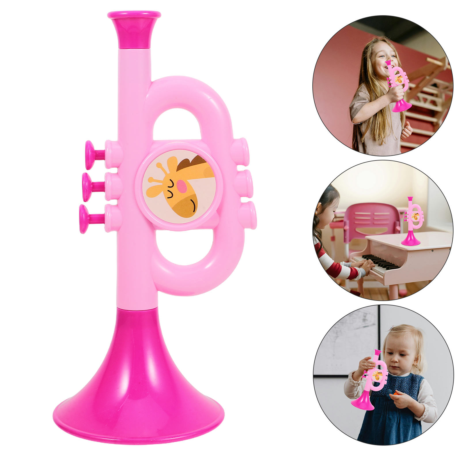 Hemoton Pink Cartoon Trumpet Toy with Realistic Sound for Kids Playing ...
