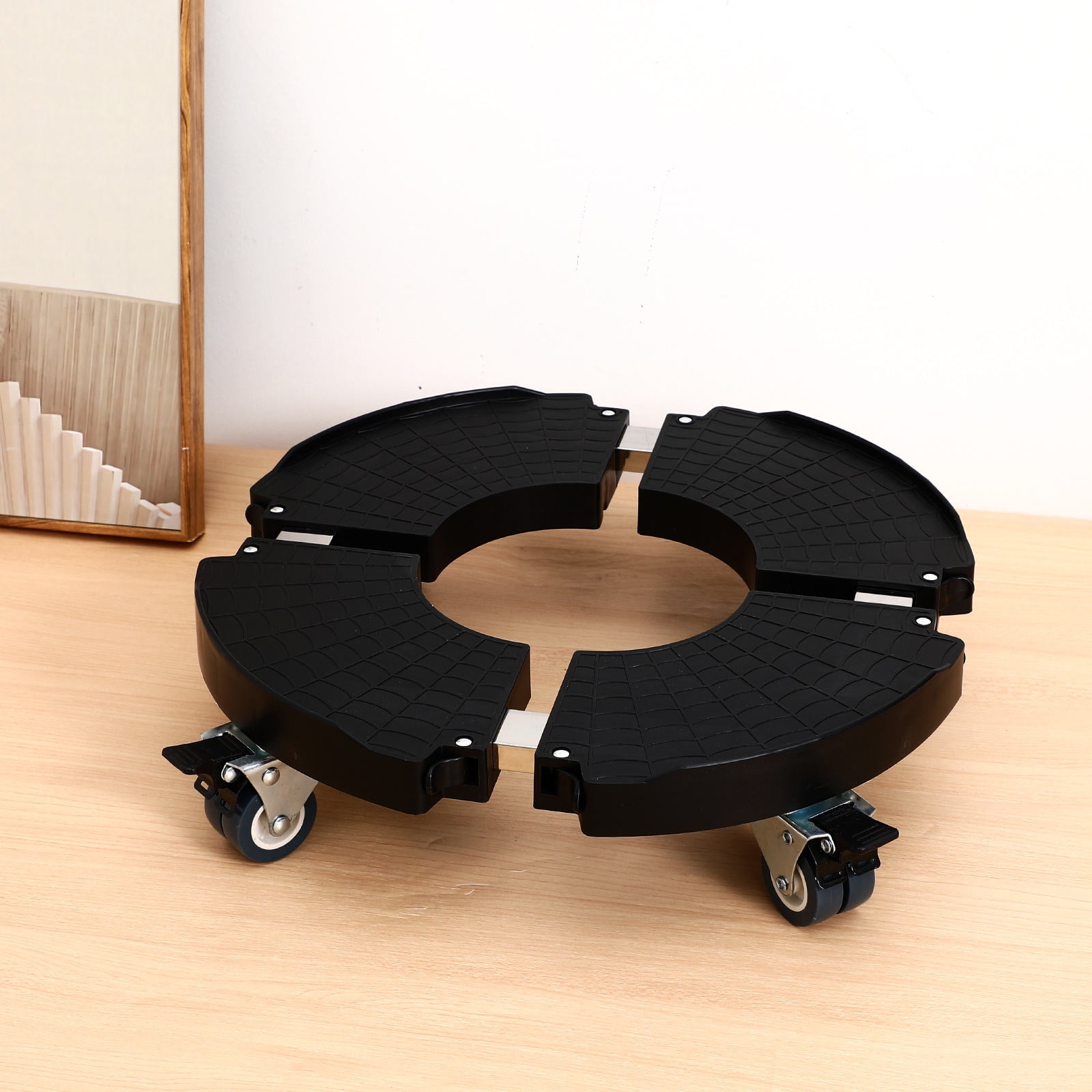 RENACLIPY Flowerpot Tray with Wheels Black Adjustable Planter Base ...