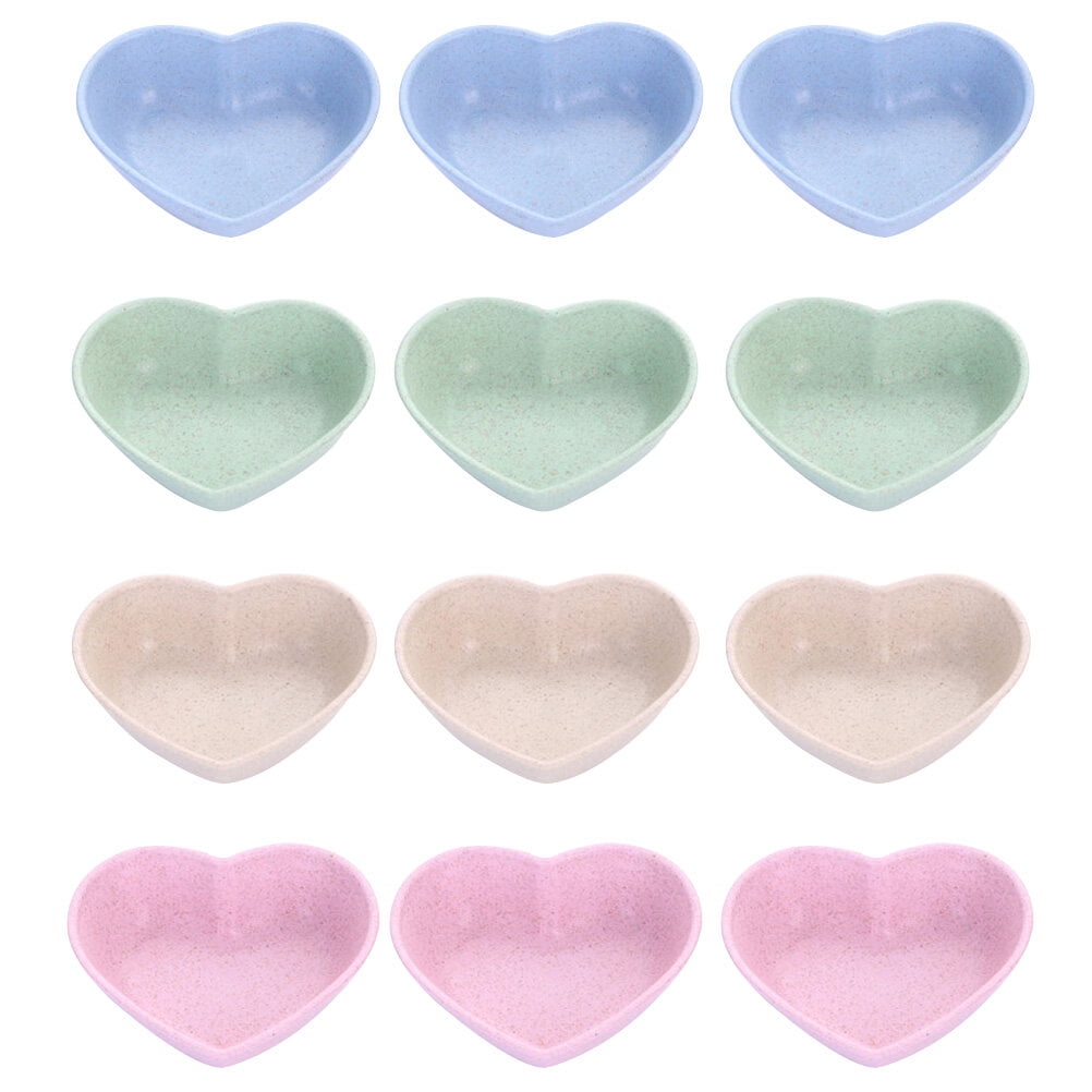 EXHUMKY 12Pcs Small Bowls for Dips Heart Dishes Assorted Color PP Cold ...