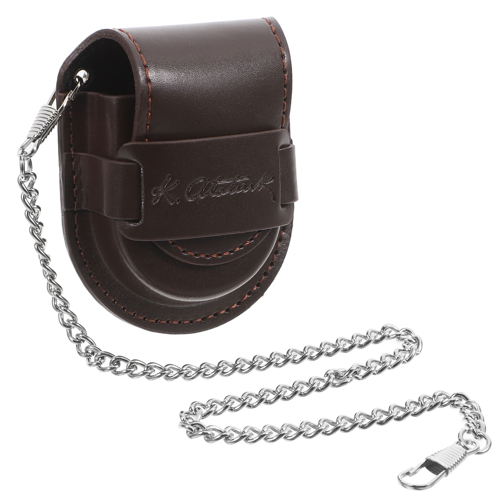 HEMOTON Retro Coffee PU Watch Pouch with Metal Chain for Safe Storage ...