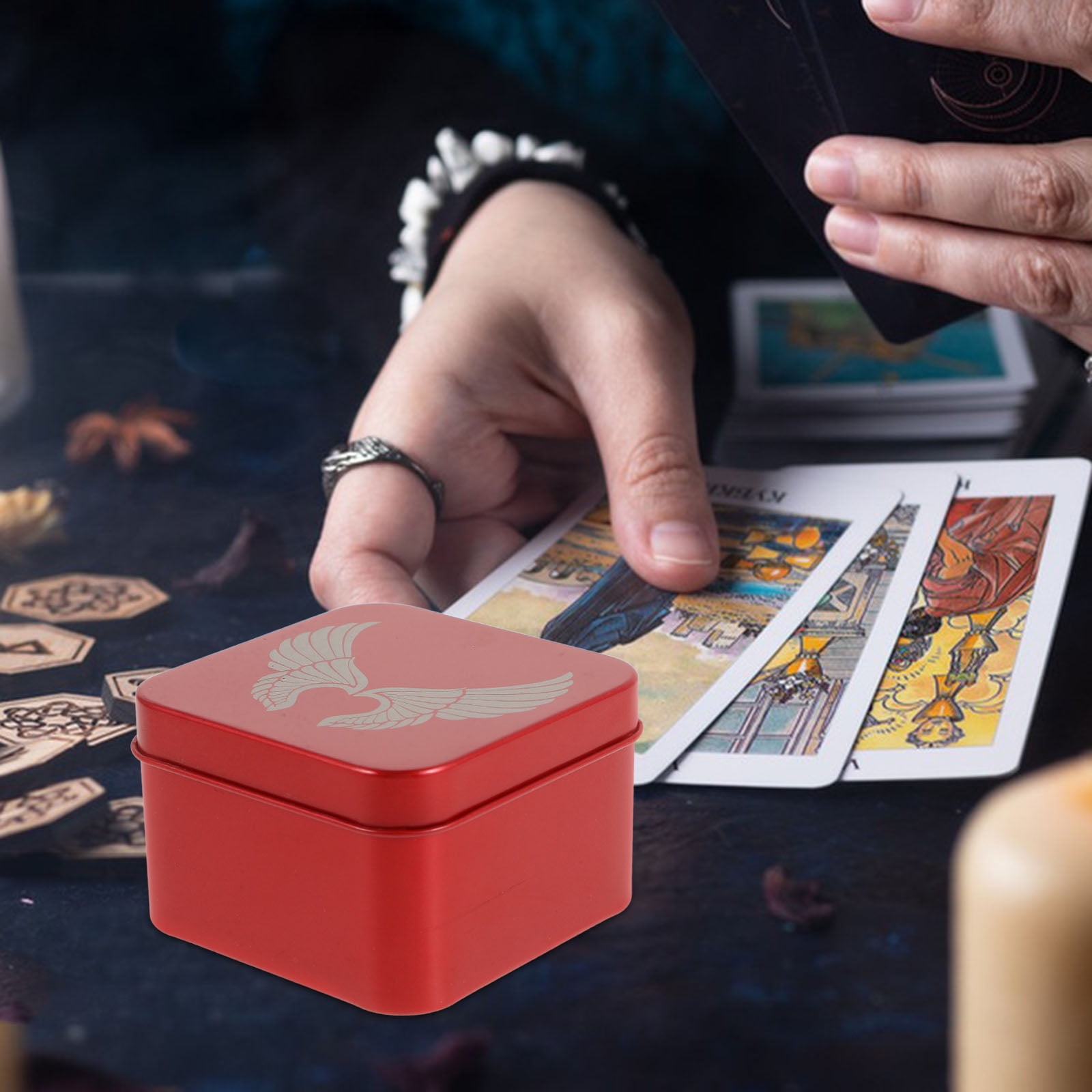 Hemoton Portable Iron Tarot Card Box Square Storage Holder For Tarot ...
