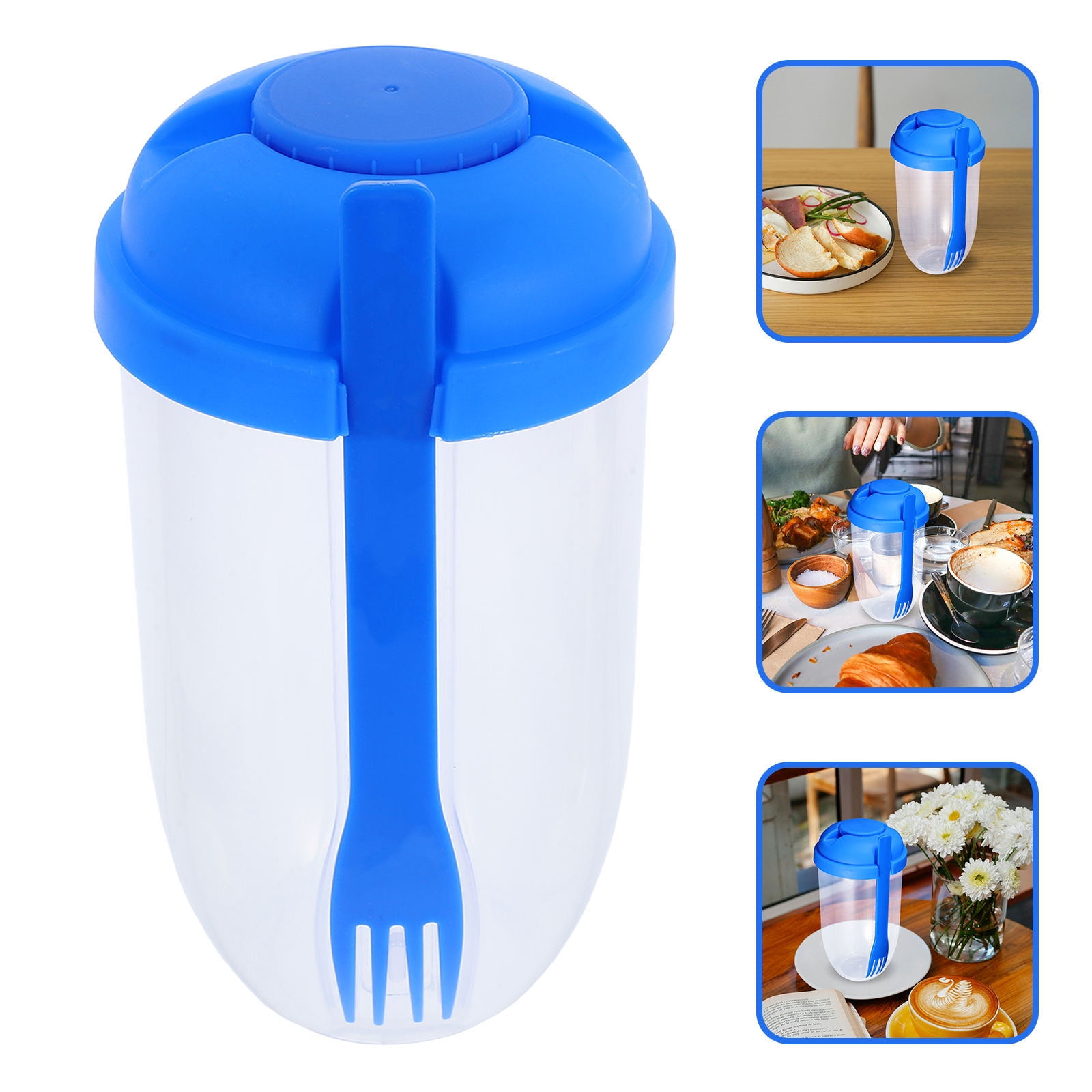 Hemoton Portable Salad Container With Fork Food Dressing Cup Fresh ...