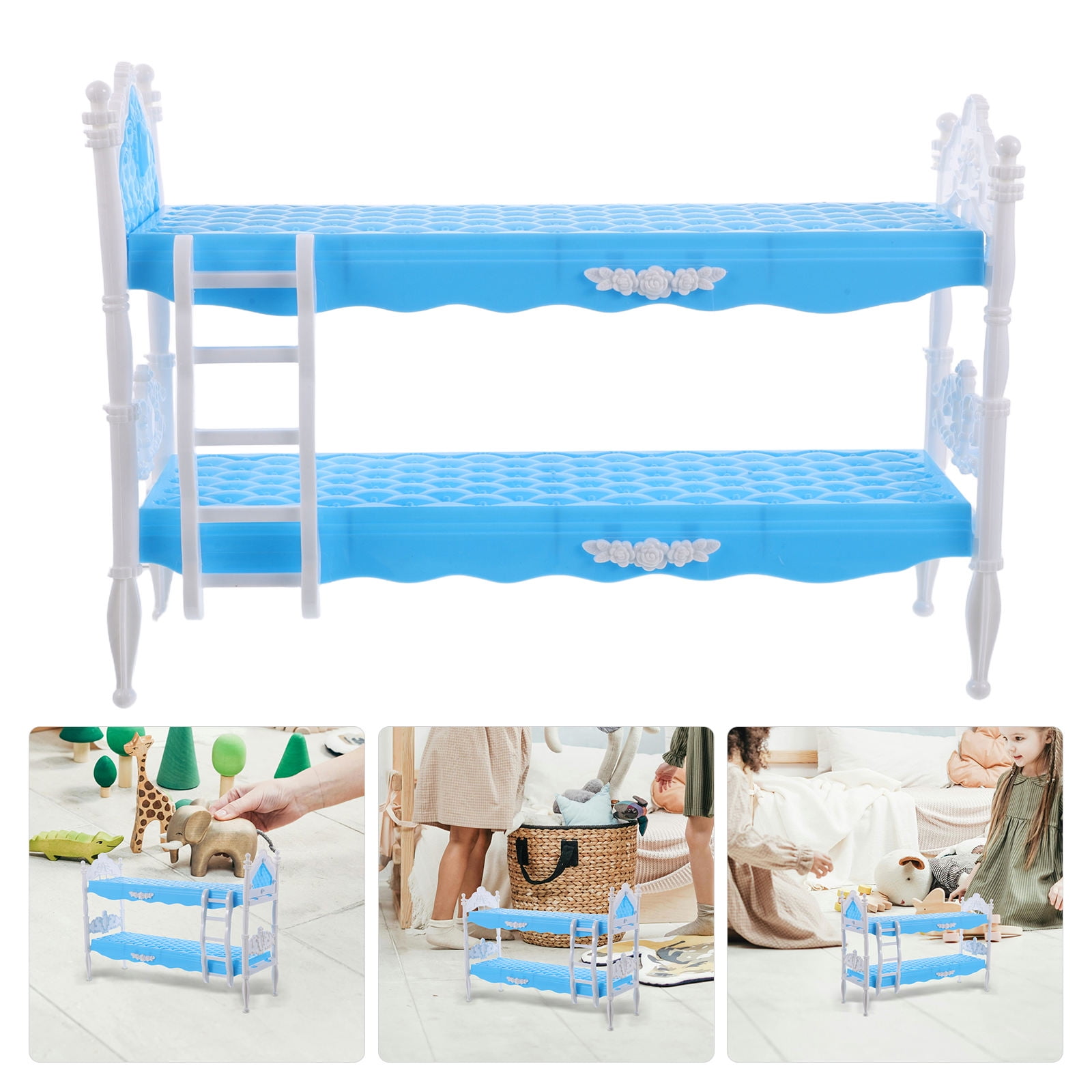 RENACLIPY Dollhouse Bed Blue Plastic 1Set - Walmart.com