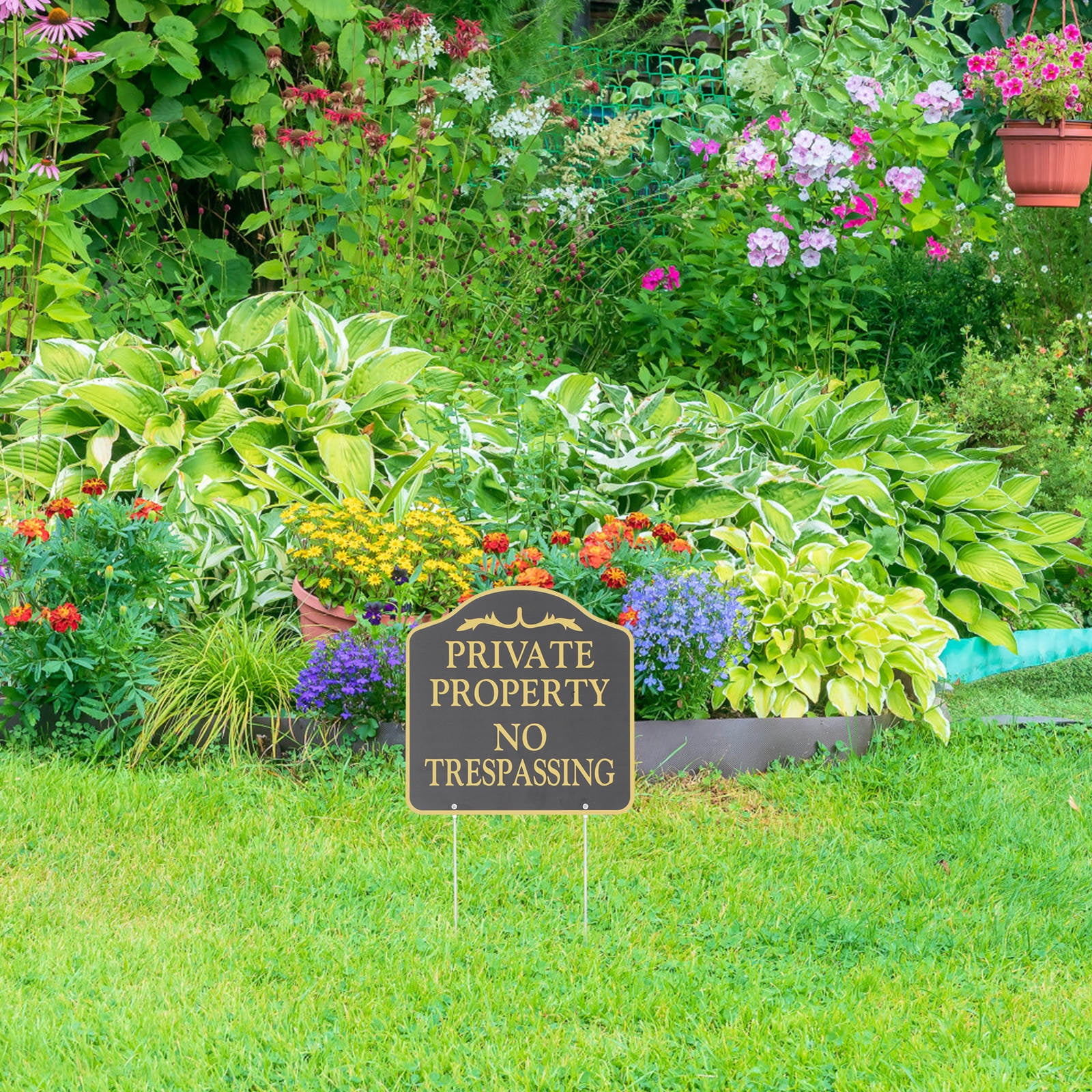 Hemoton Private Property No Trespassing Sign With Stake Weatherproof ...