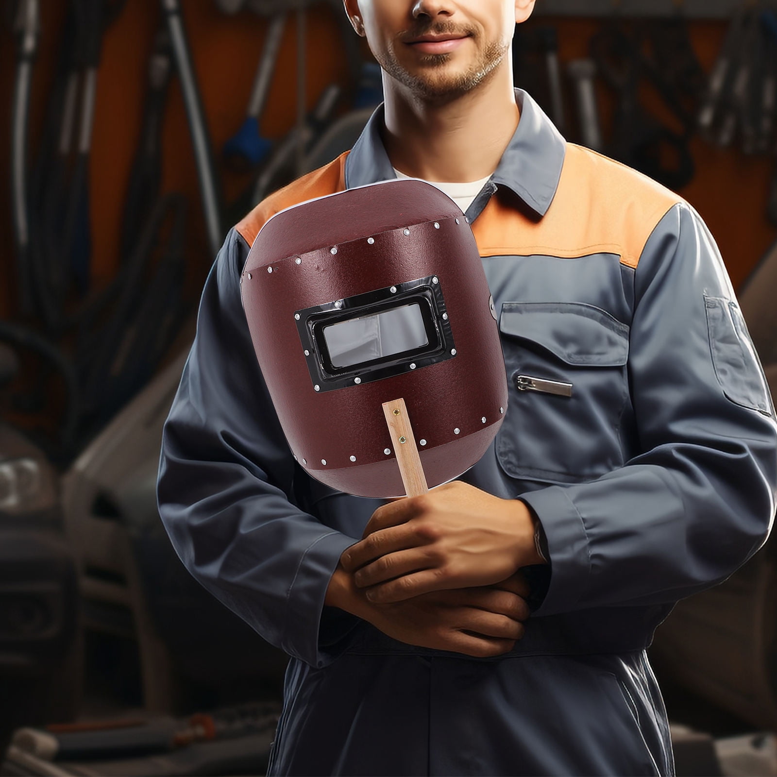 Hemoton Professional Handheld Welding Mask with Eyeglass and Wood ...