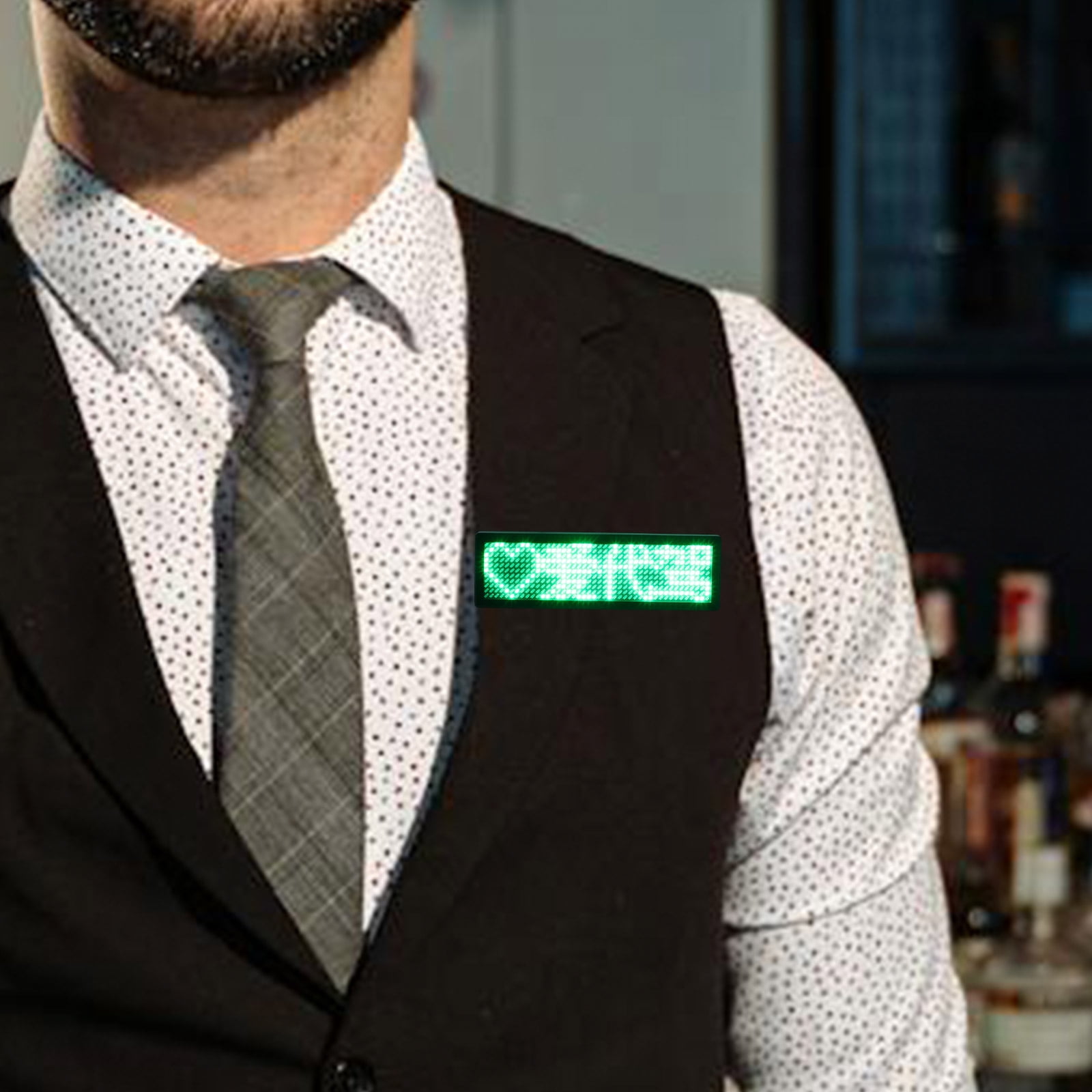 Hemoton Rechargeable LED Name Tag With Programmable Display For Ktv Bars And Clubs Bright Screen ...