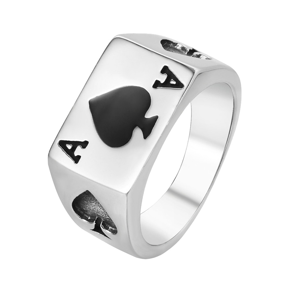 Hemoton Ring Rings Finger Poker Men Punk Steel Cocktail Spade Titanium ...