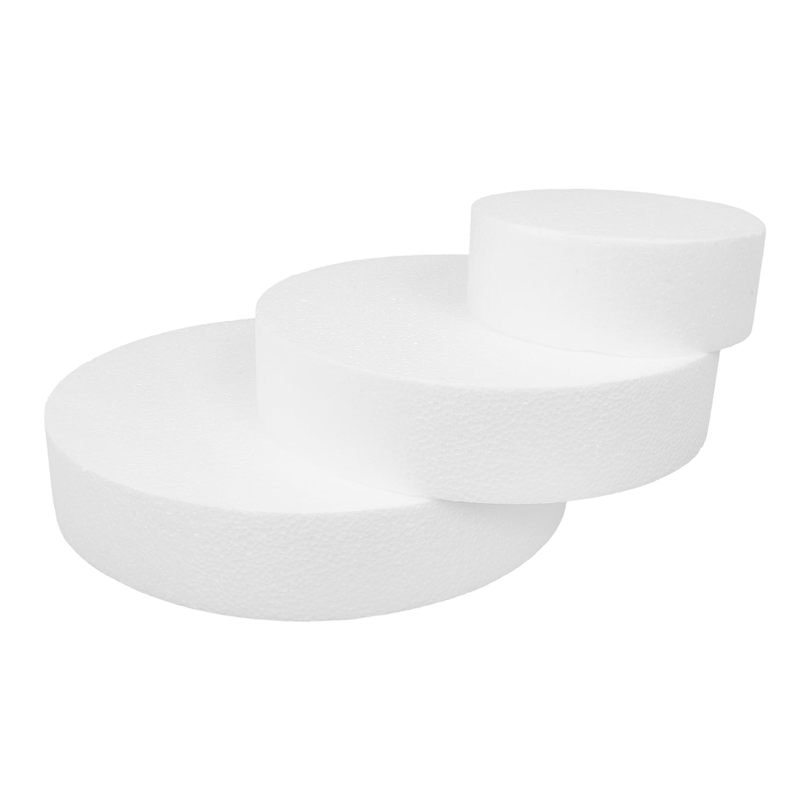 Hemoton Round Foam Cake Dummies Set 3 Tiers White Fake Wedding Cake ...