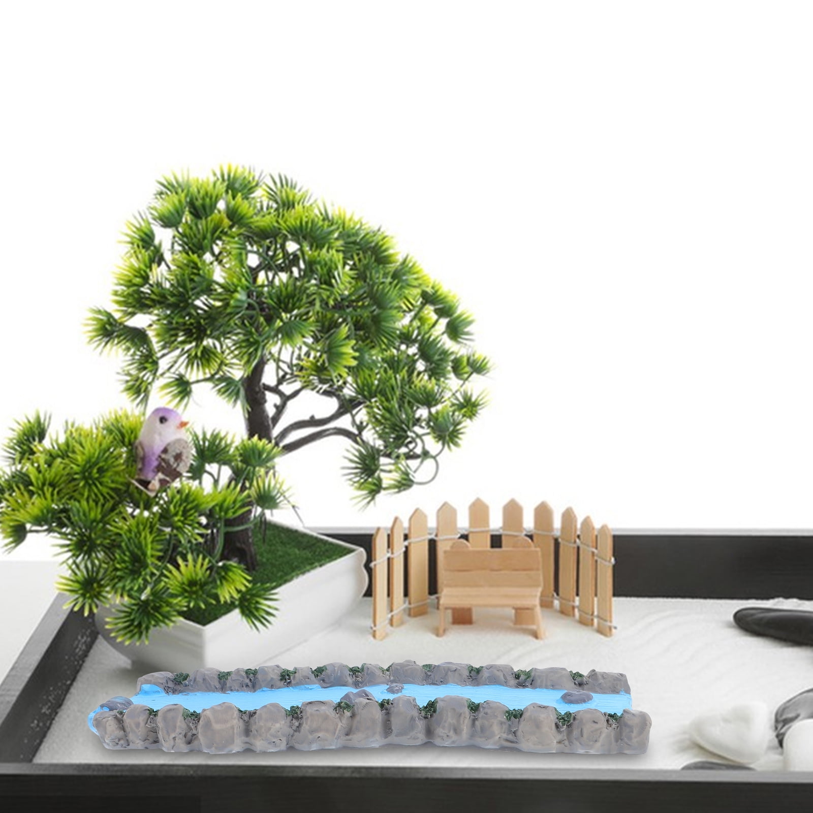 Hemoton Sand Table Water Feature Zen Garden Water Stream Miniature ...