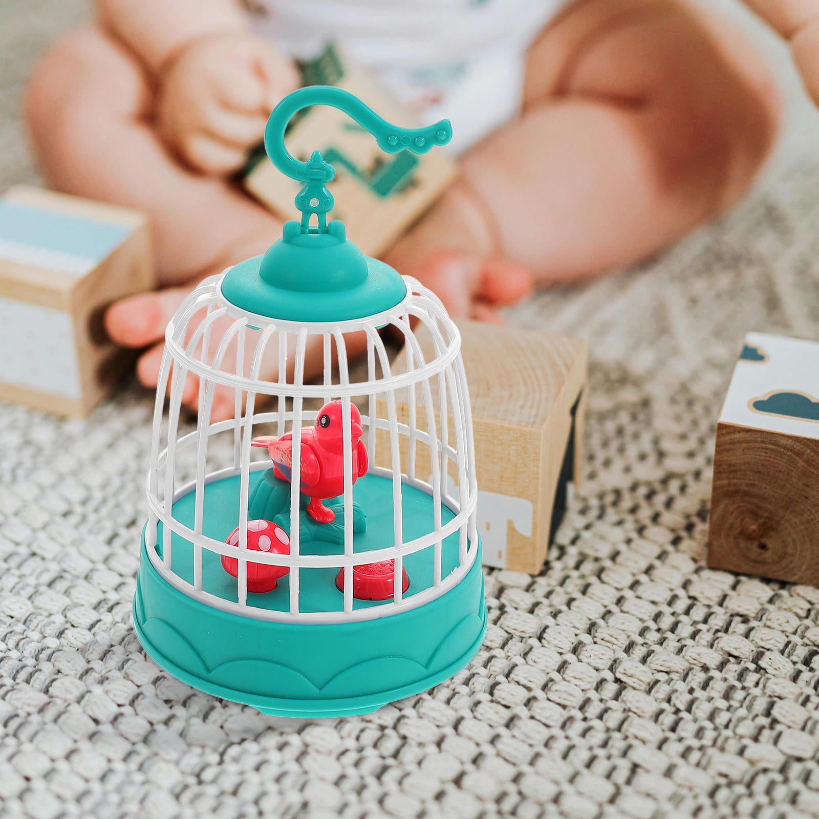 Hemoton Singing And Chirping Bird Toy In Cage Realistic Sound Activated ...