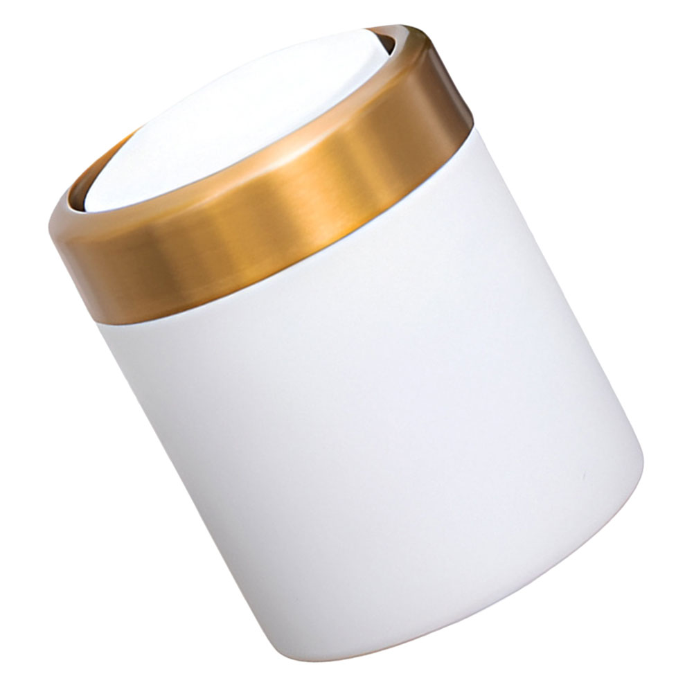 Hemoton Small Desk Trash Can With Lid Stainless Steel Mini Garbage Can ...