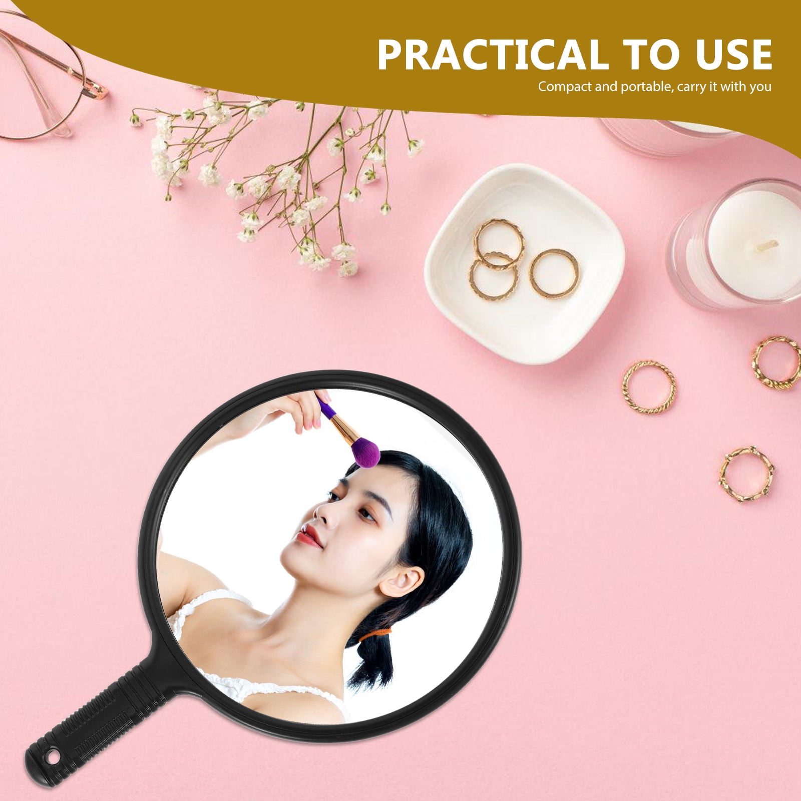 Hemoton Small Handheld Hand Mirror Compact Travel Makeup Mirror ...