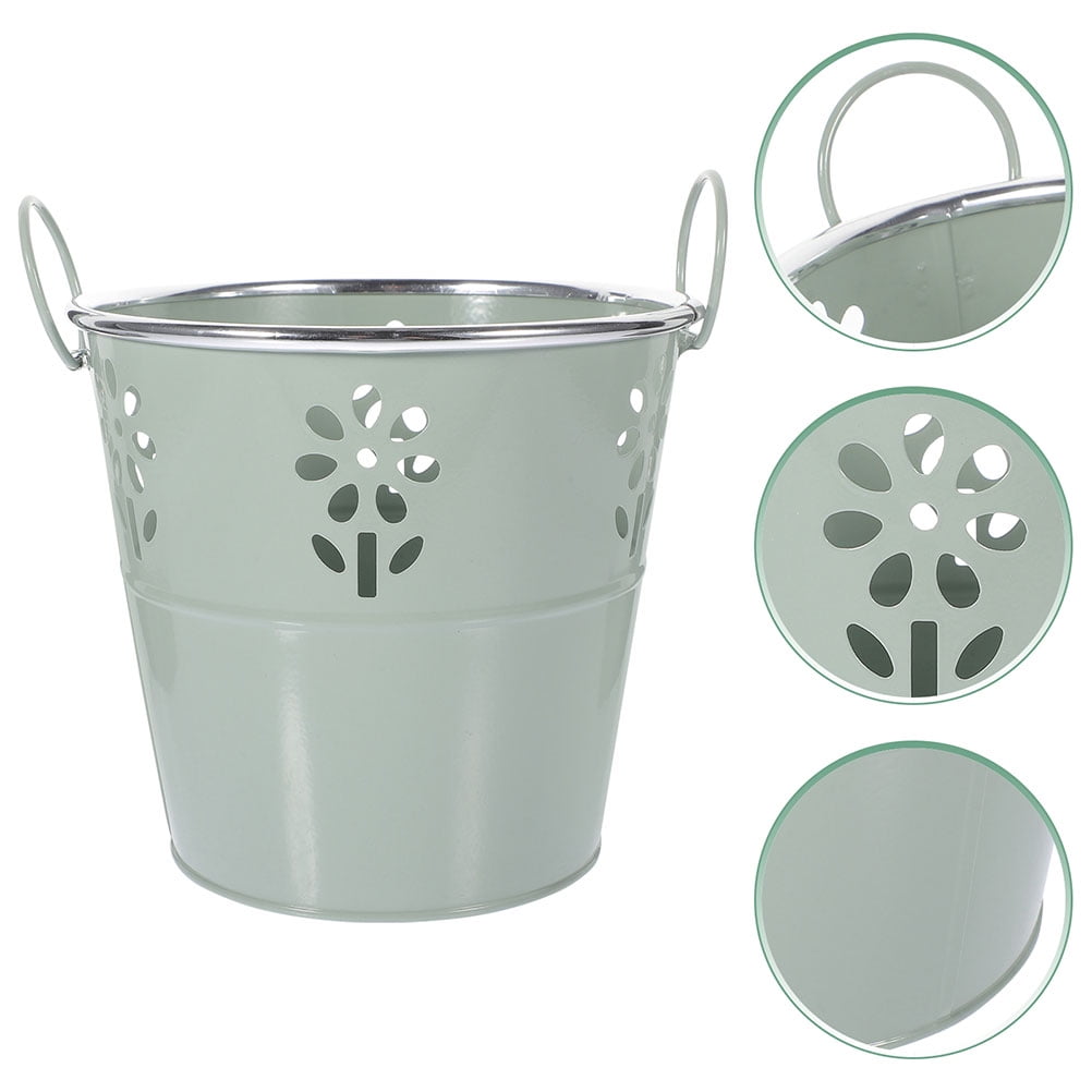 Hemoton Small Metal Buckets With Handle Galvanized Bucket Round Metal ...