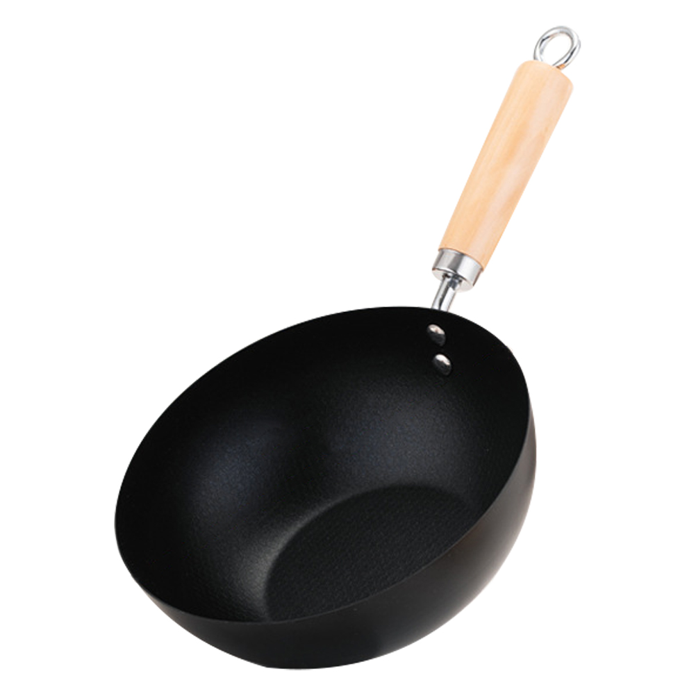 Hemoton Small Wok Frying Pan Japanese Style Iron Frying Wok Round ...