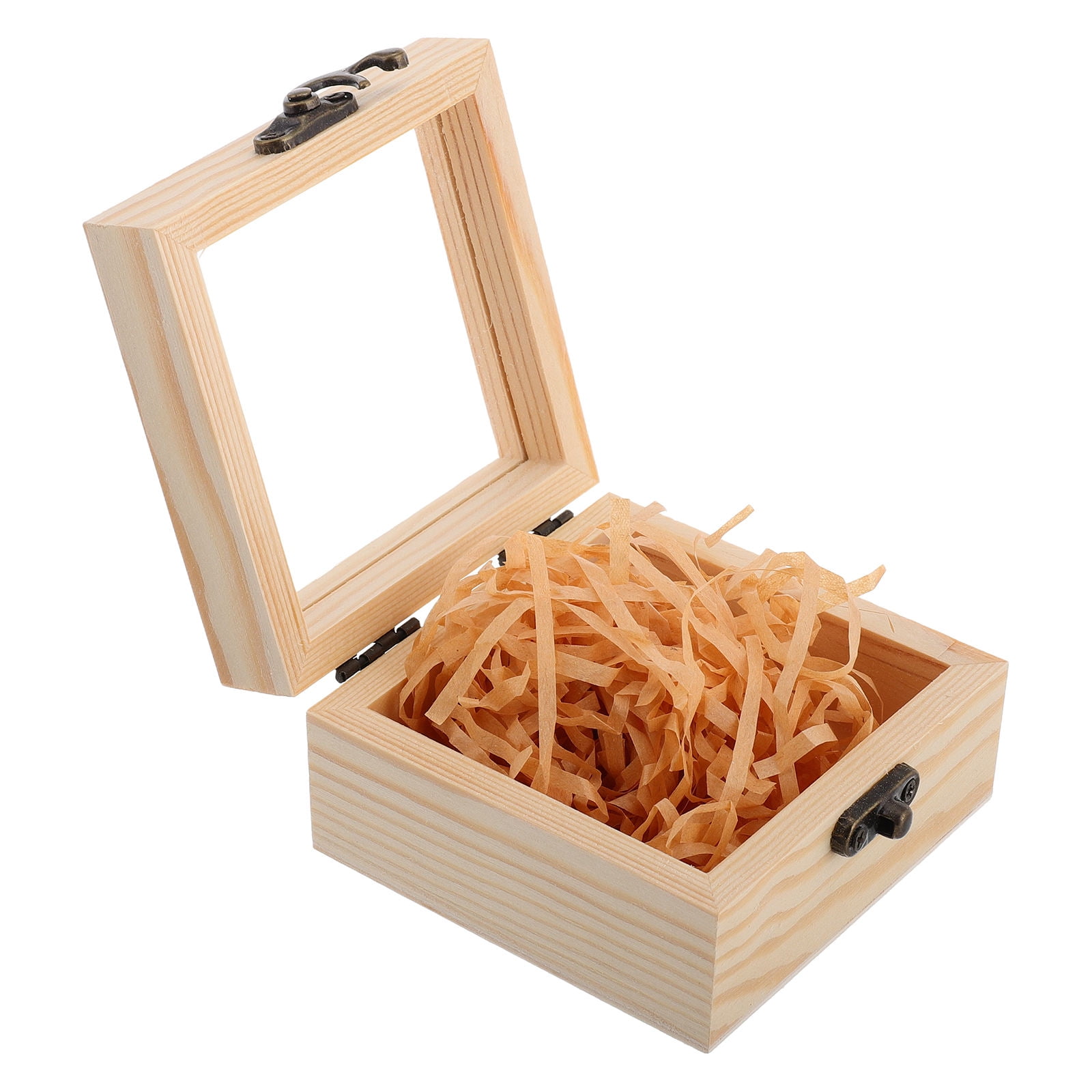Hemoton Small Wooden Box With Shredded Paper Blank Bracelet Box Watch ...