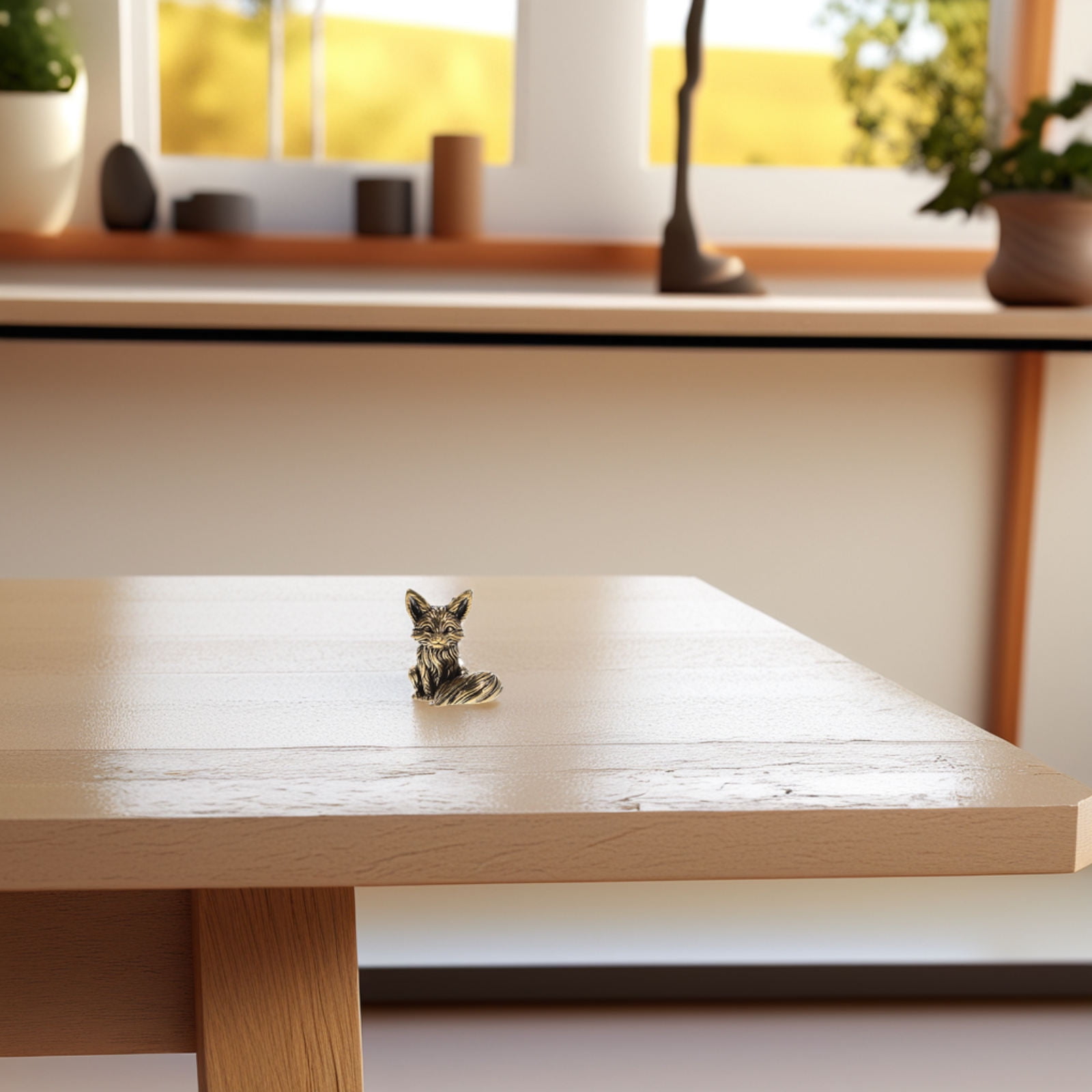 Hemoton Solid Brass Fox Statue Miniature Animal Sculpture Decoration ...