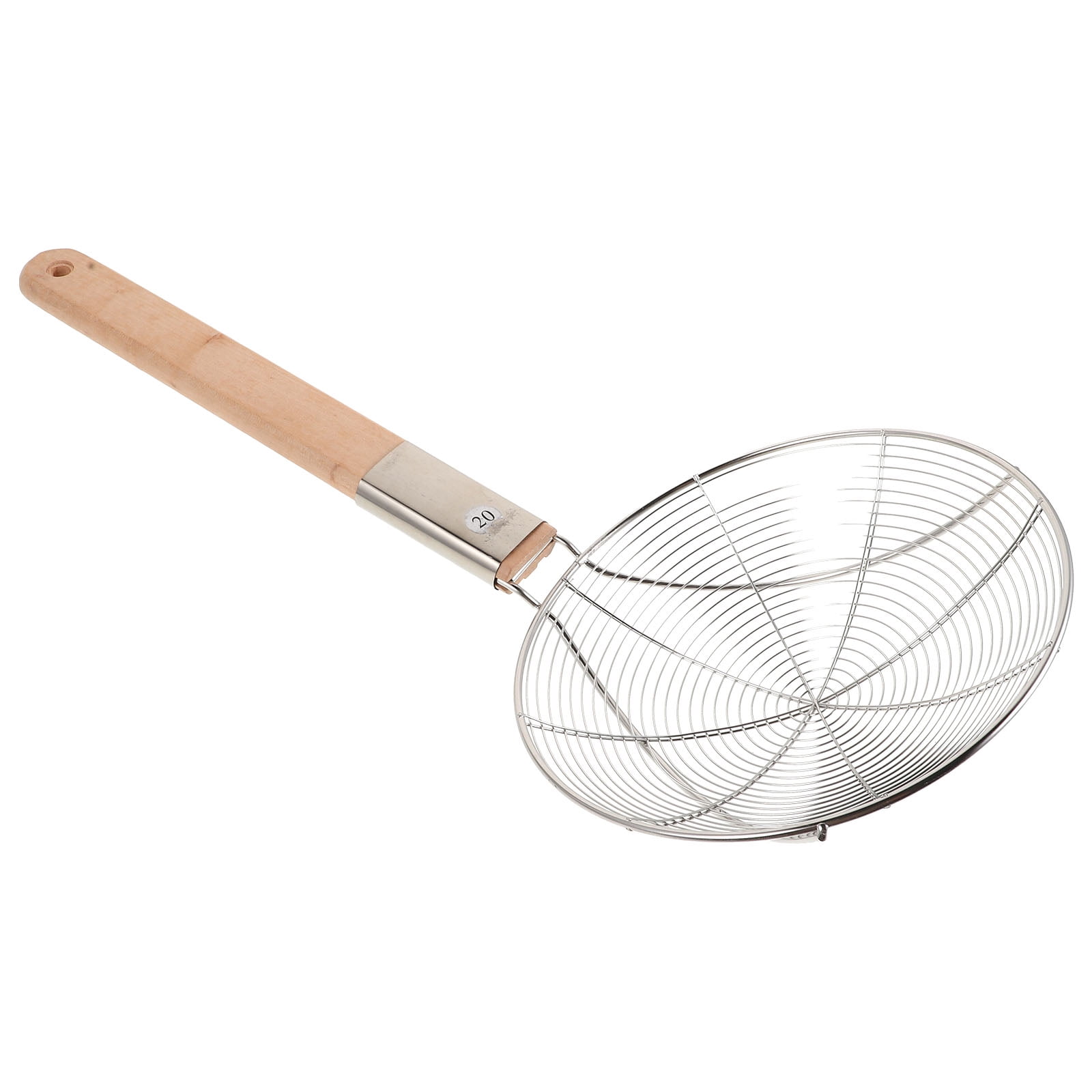 Hemoton Stainless Steel Frying Spoon Strainer With Wooden Handle ...