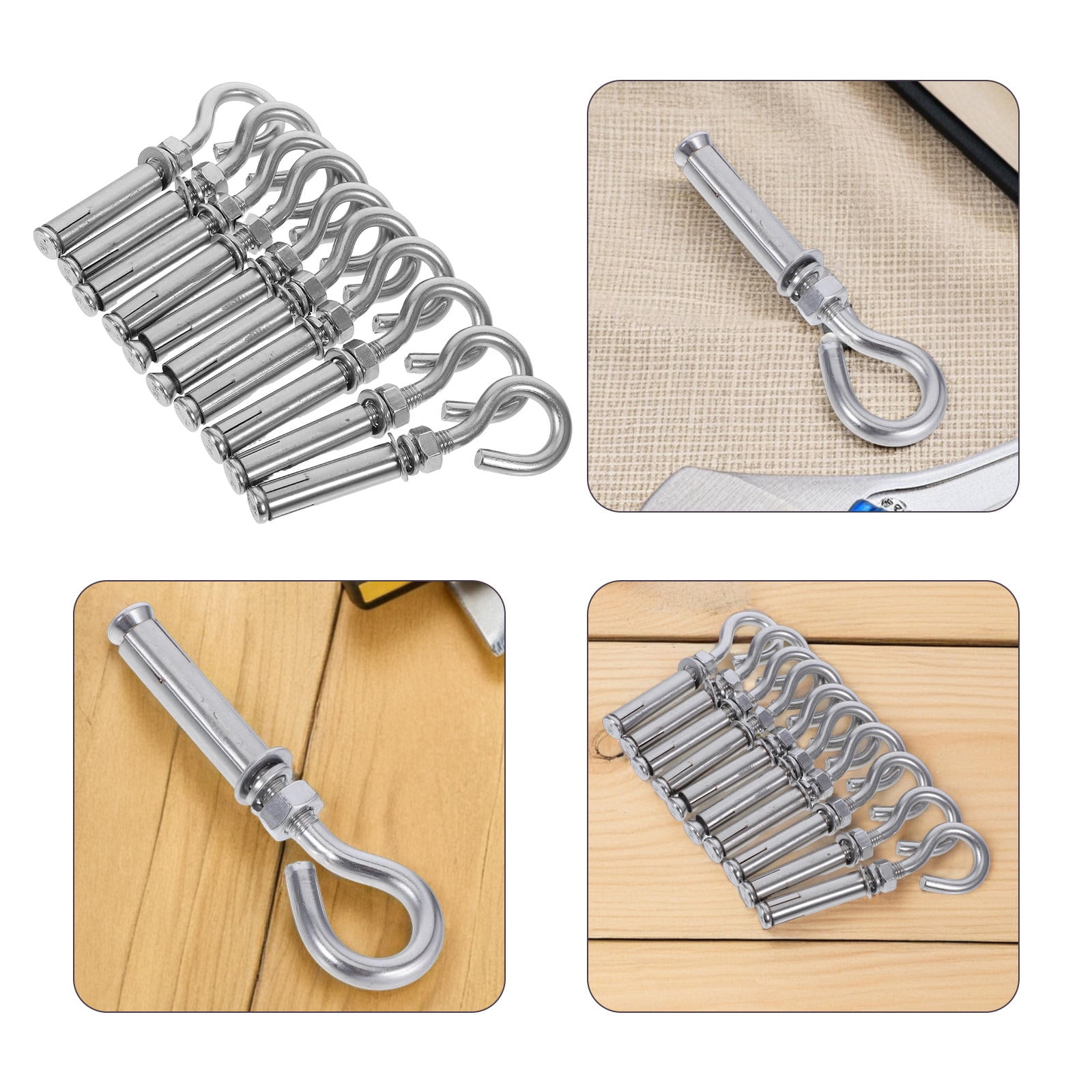 Hemoton Stainless Steel Heavy Duty Expansion Hooks for Concrete Walls ...
