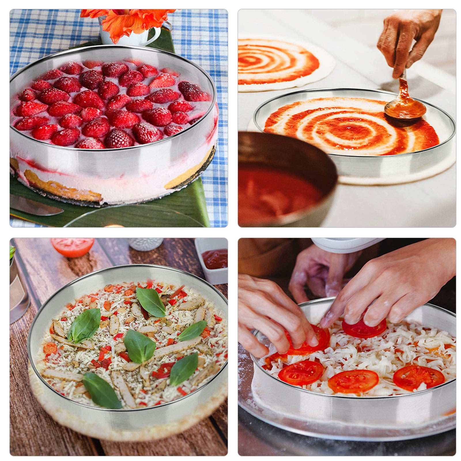 Hemoton Stainless Steel Pizza Rings For Homemade Pizza Making And ...