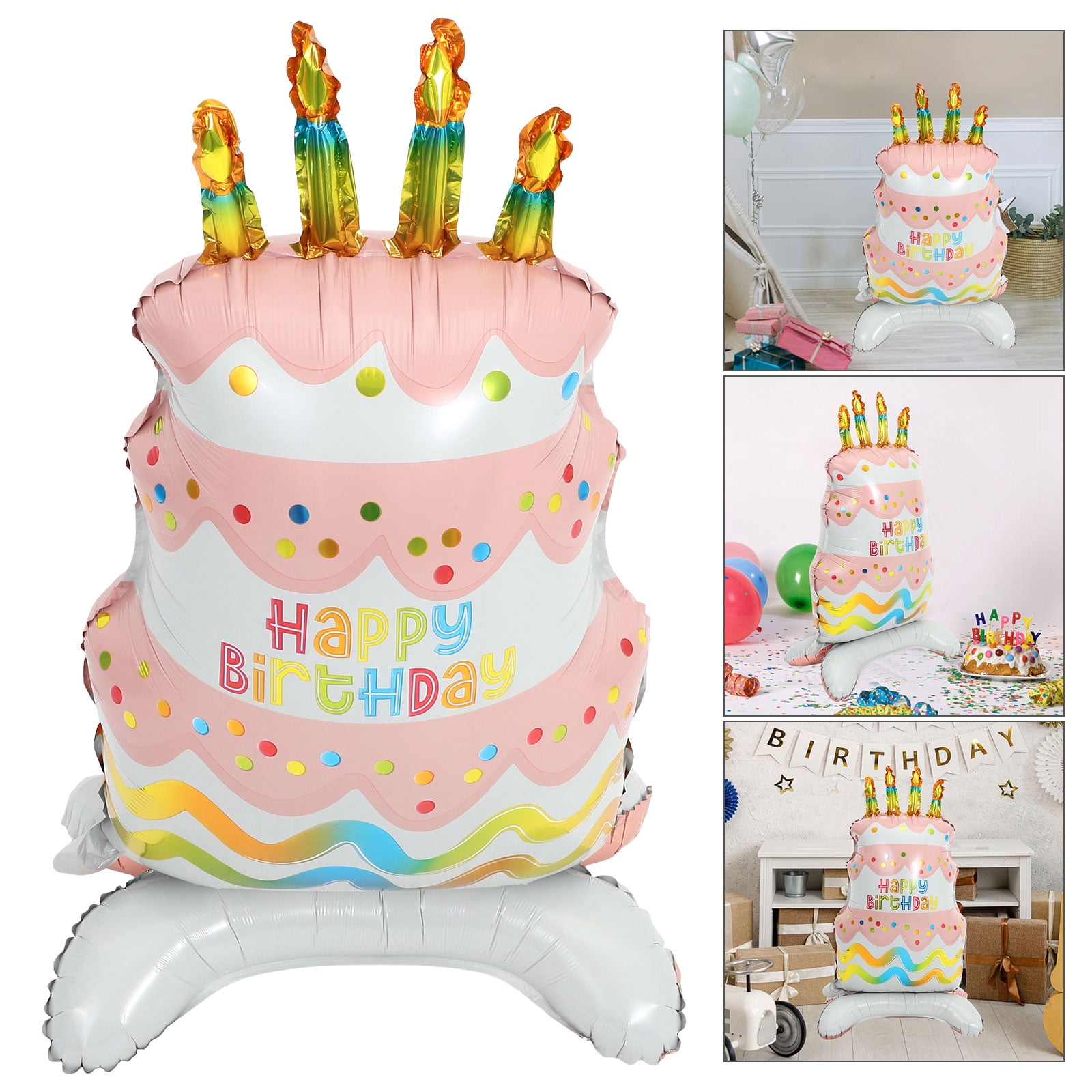 Hemoton Standing Happy Birthday Cake Balloon Birthday Party Balloon ...