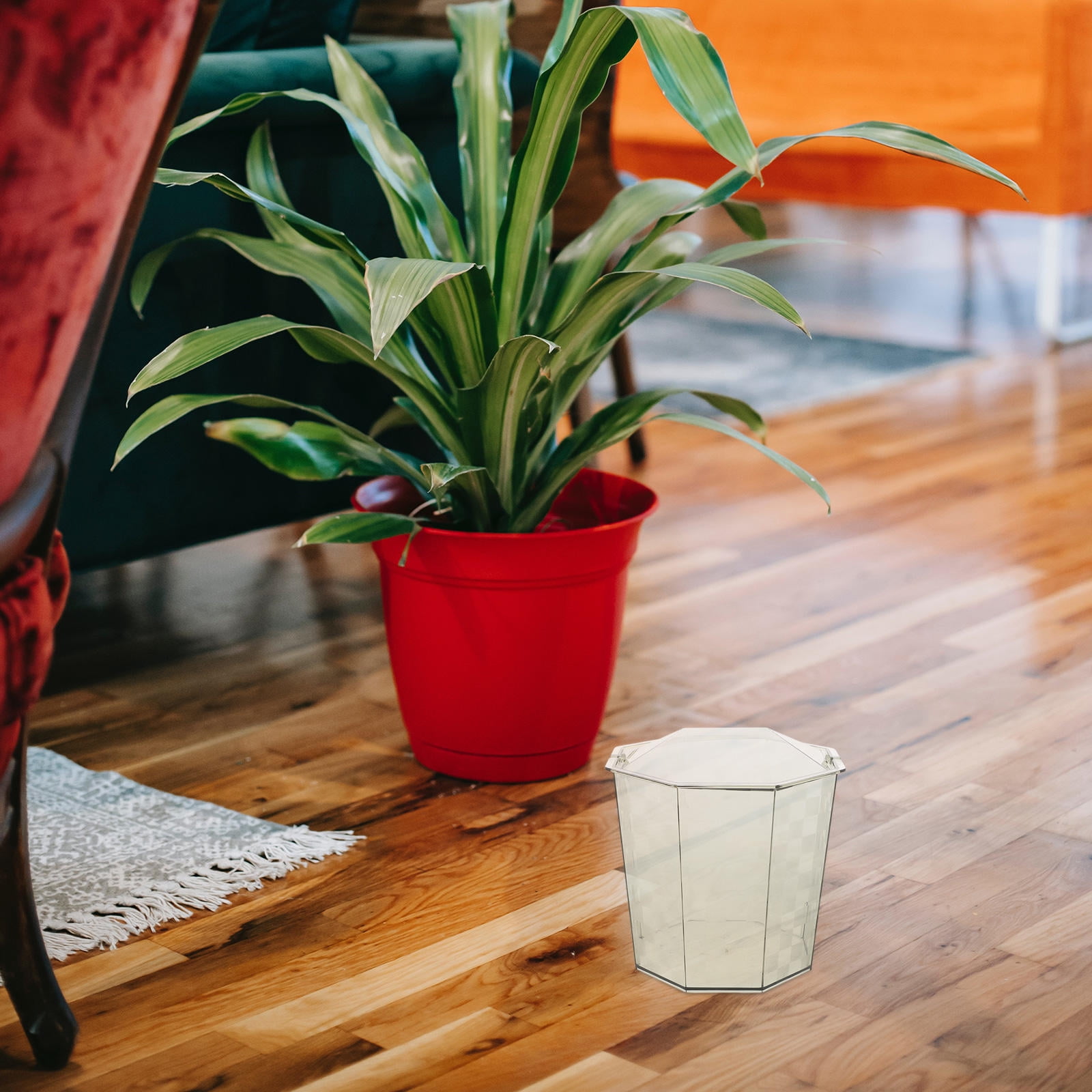 Hemoton Swing Lid Mini Trash Can Office Trash Can Kitchen Waste Basket ...