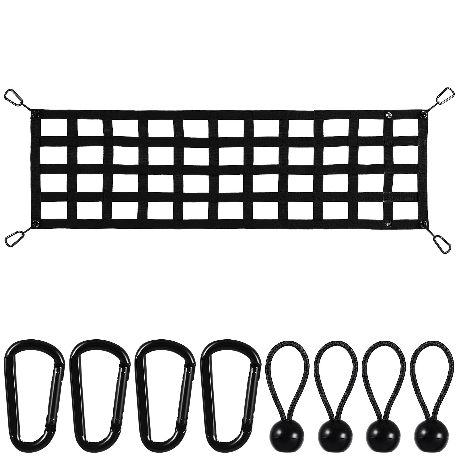 Hemoton Tailgate Cargo Net Pickup Truck Bed Storage System Hook Black ...